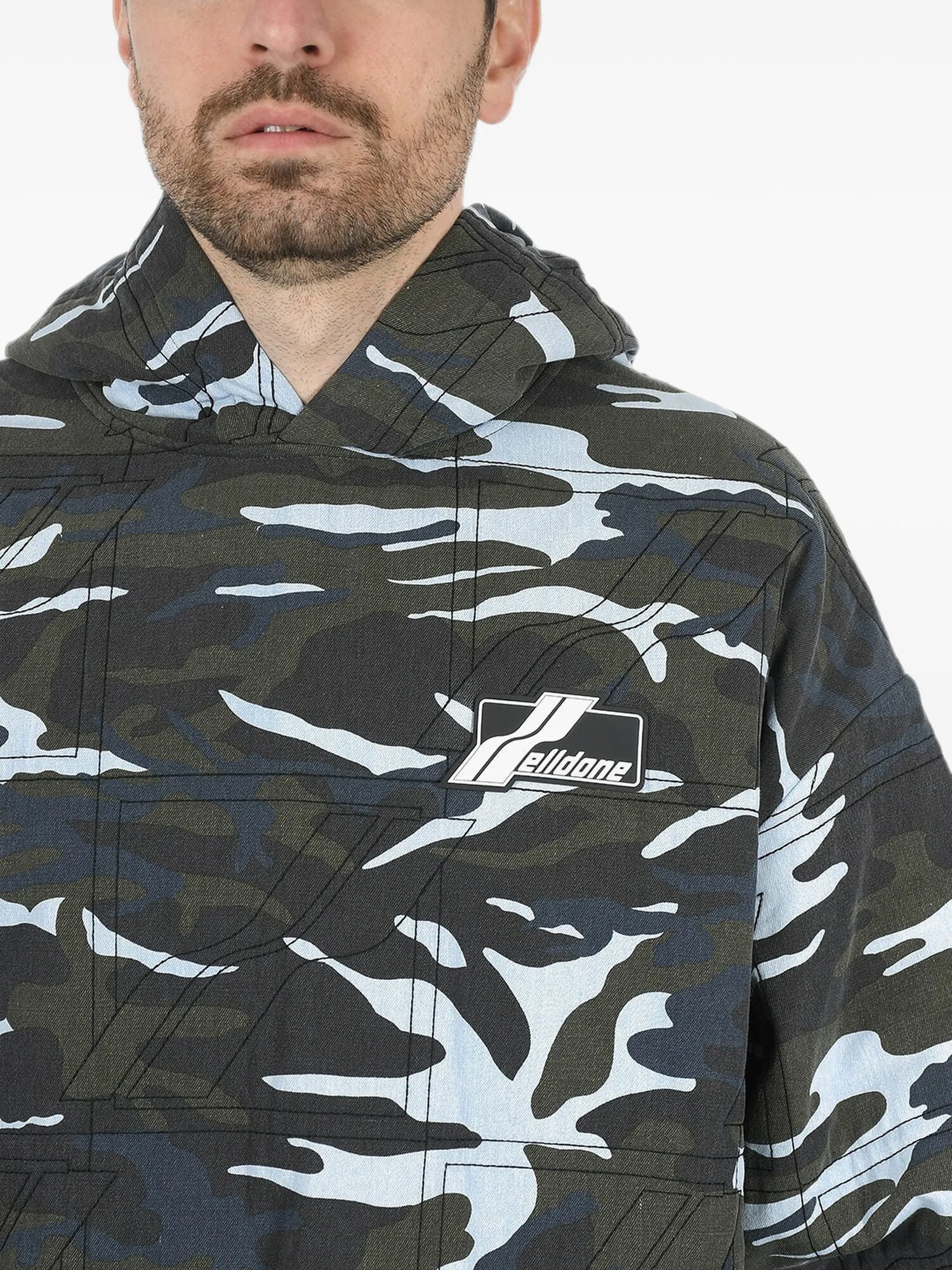 Худи WE11DONE Camouflage logo-patch hoodie, размер 46 — фото 1