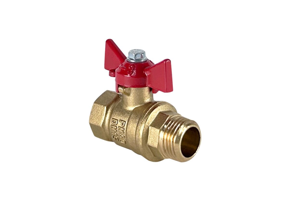 Кран шаровый латунный 1/2 (внутр.-наруж.) DELTA PRO, ручка-бабочка Valfex