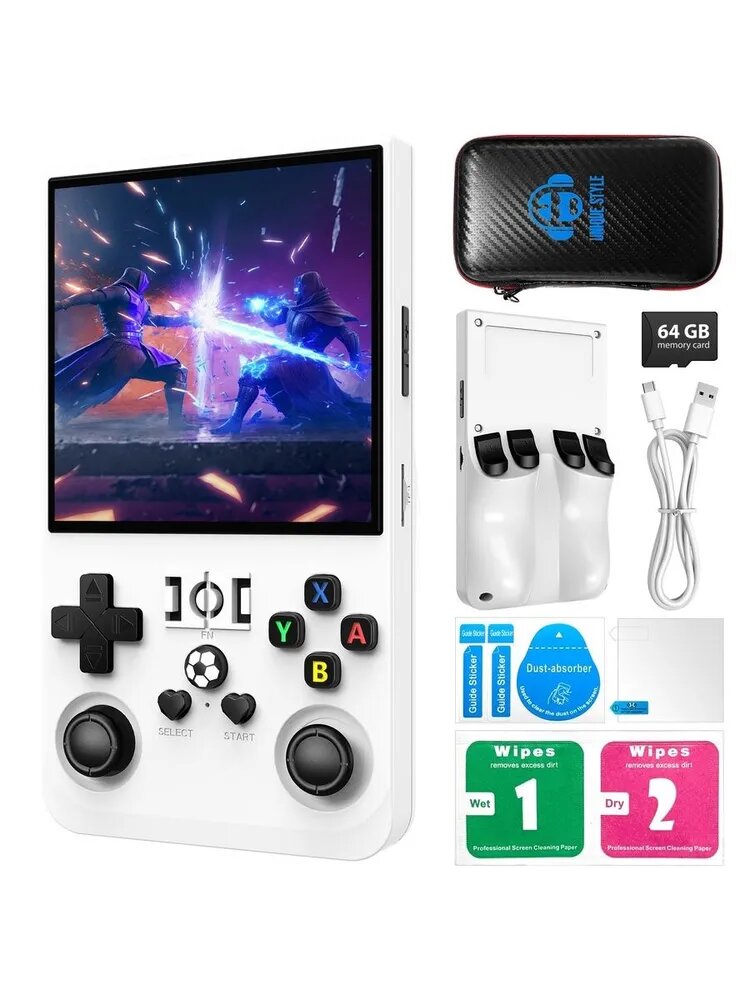 R36MAX Игровая приставка 18 000 + игр 4,0-дюймовый HD-дисплей 4000 мАч Портативные игровые 64 Гб 18 000 + игр Белый