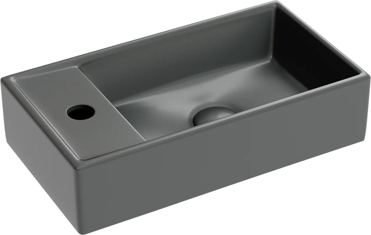 Раковина Ceramicanova Element CN6051RMDH подвесная, чаша справа, 41.7х21.7 см, темный антрацит матовый