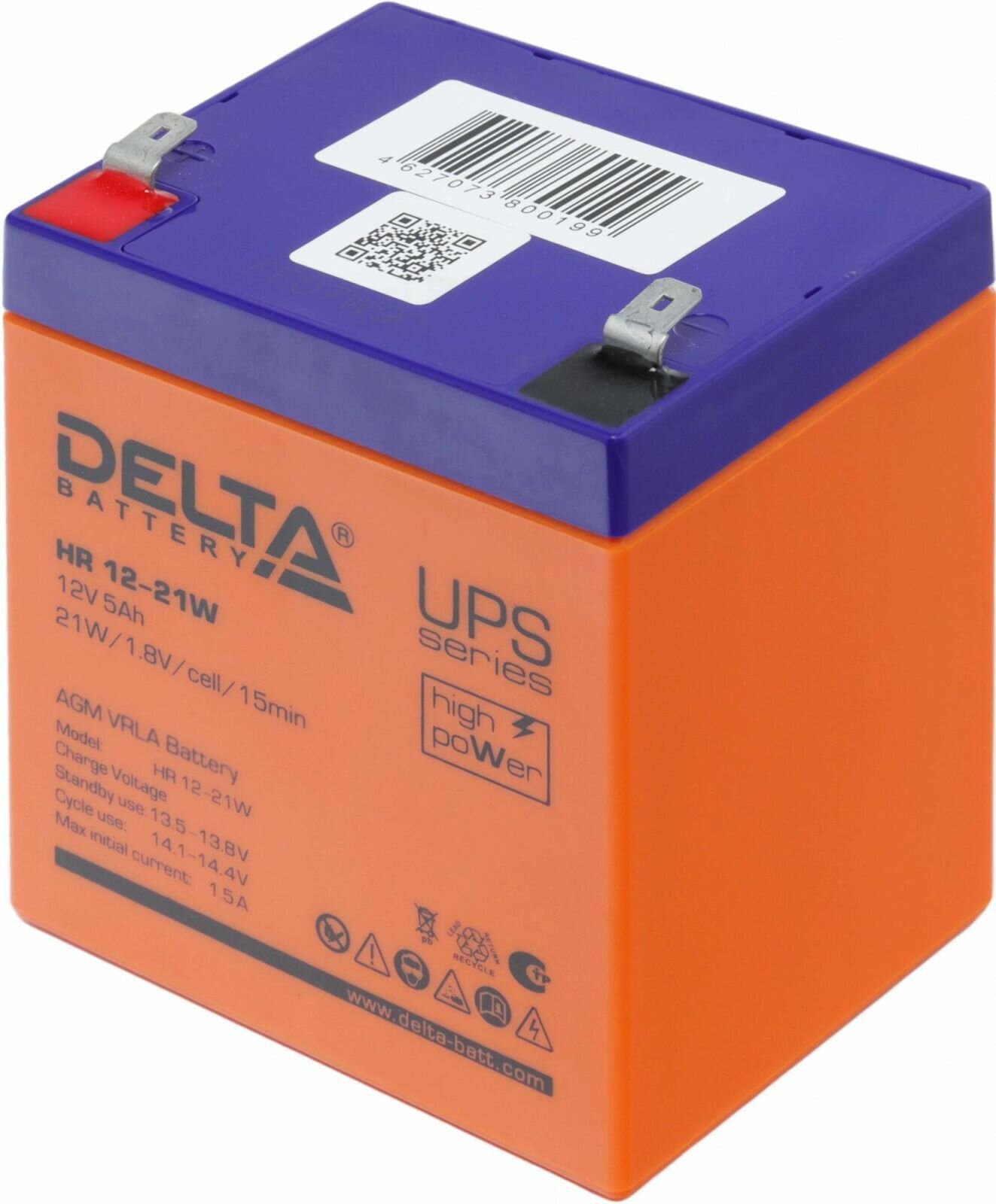Батарея для ИБП DELTA 12 В, 5 Ач, клеммы F2, 70х101х90 мм (HR 12-21 W)