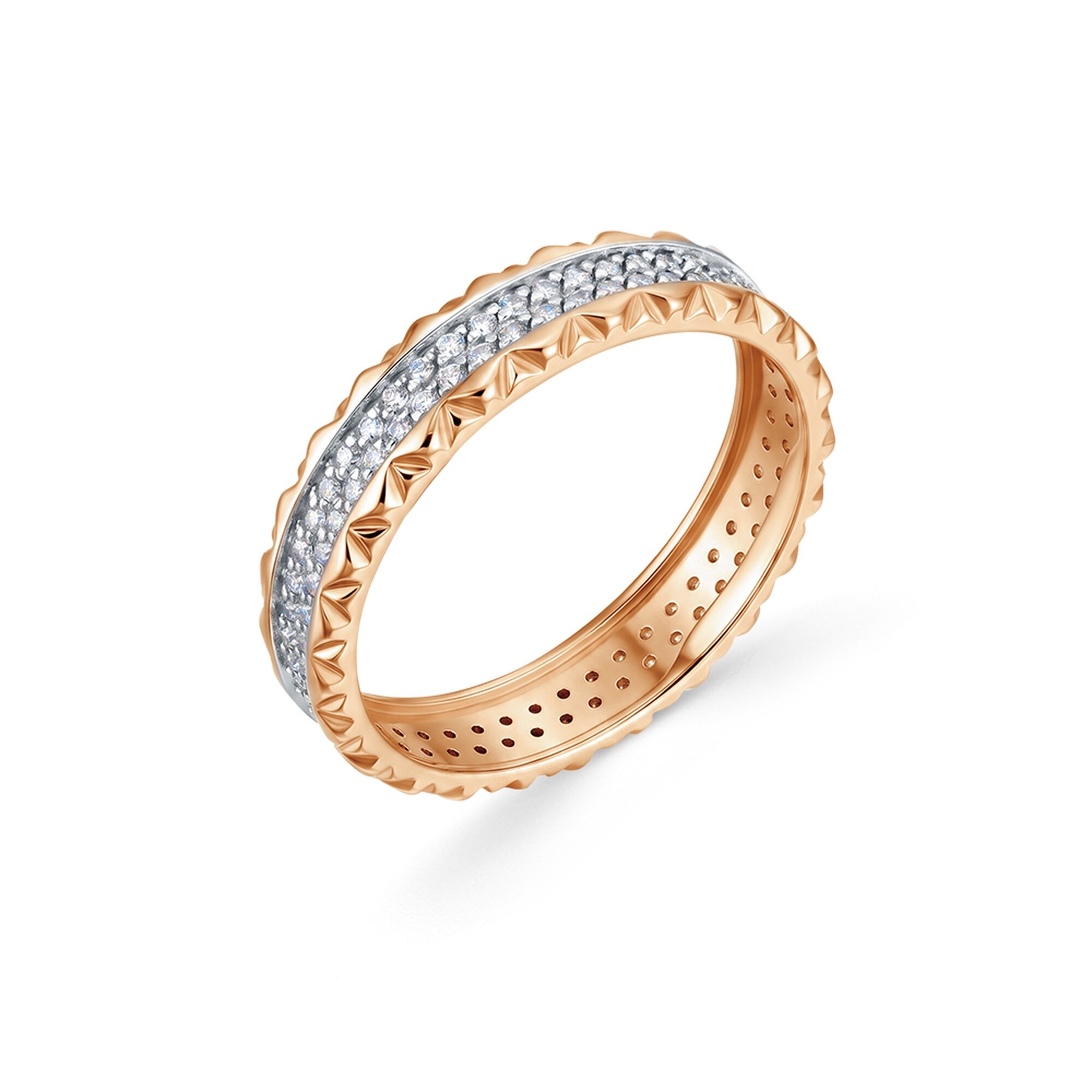 Кольцо Diamant online, красное золото, 585 проба, фианит