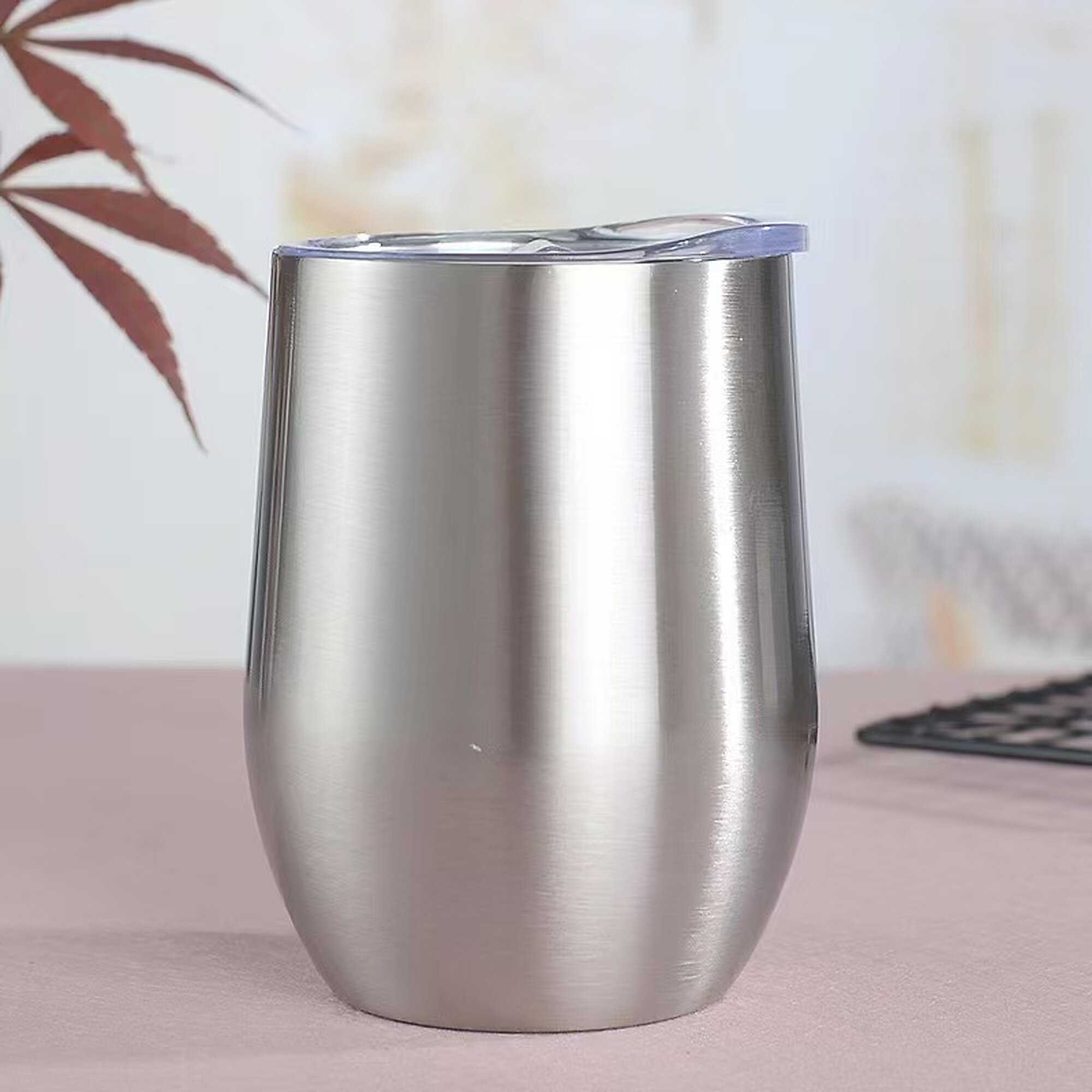 Термокружка Цвет стали, 12oz - мини-вакуумная чашка из нержавеющей стали с яичной скорлупой, двойной вакуум, объем 12 унций
