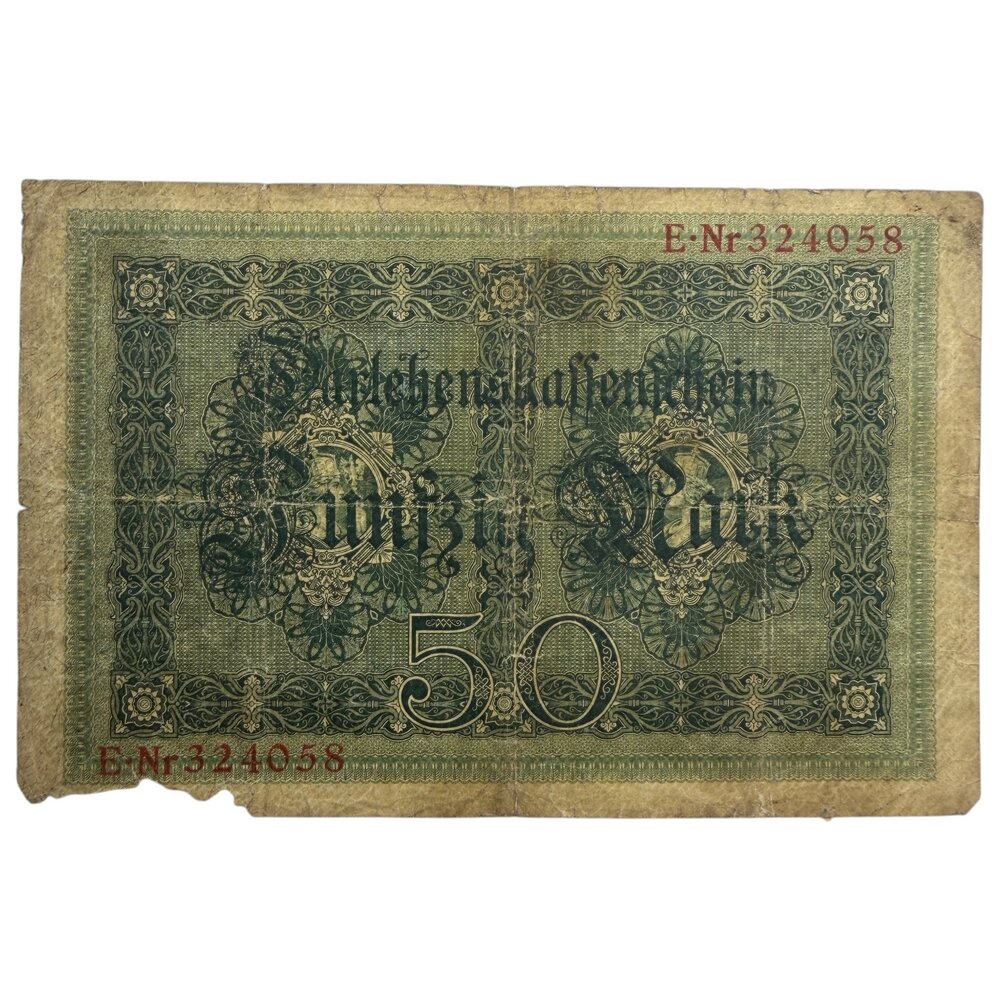 Германская империя (Германия) 50 марок 1914 г. (Серия E) (6-значный номер) (Лот №2)