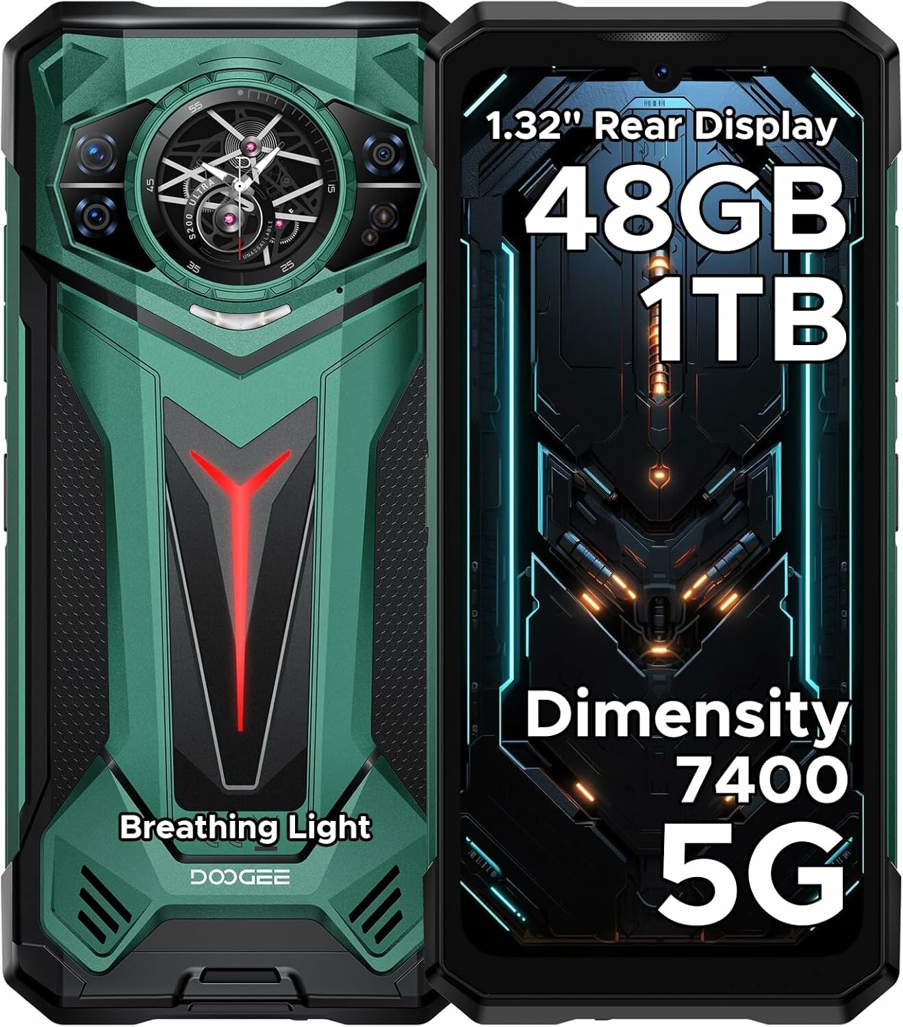 Ультрапрочный телефон DOOGEE S200 5G, Android 15, 48 (12+36) ГБ, 1 ТБ памяти, 11000 мАч, 6,72 дюйма