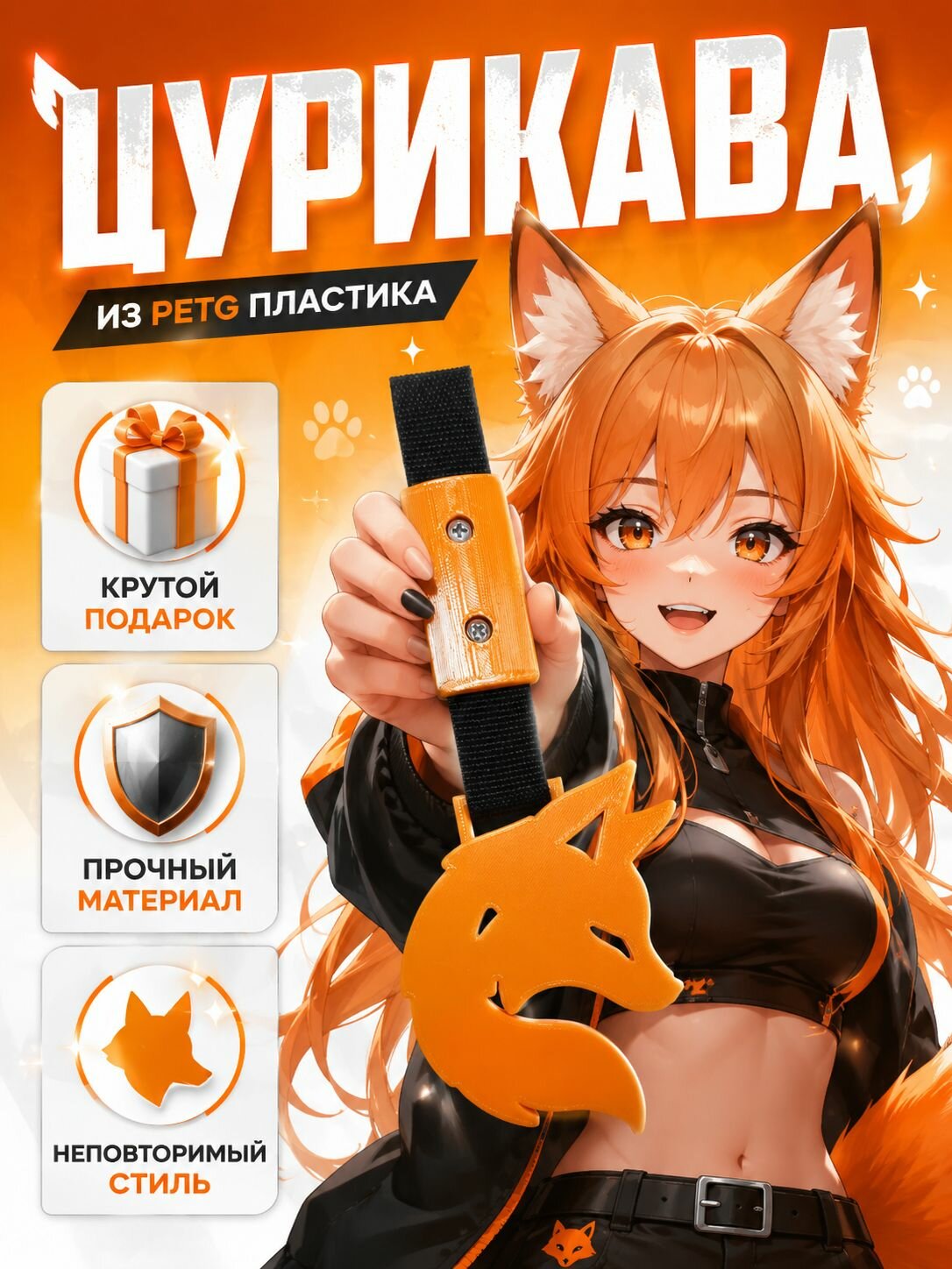Цурикава/подвеска на машину Лиса оранжевая
