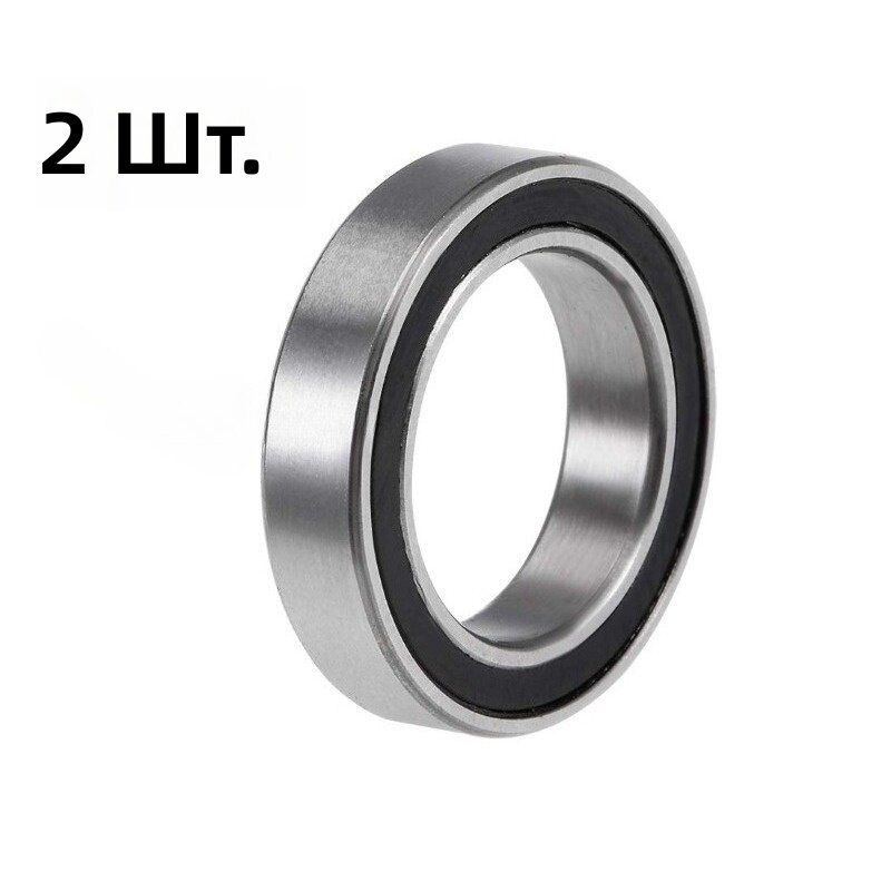 Подшипник шариковый радиальный 6701-2RS (Z2), 12x18x4 мм, двойное уплотнение, хромированная сталь, 2 шт.