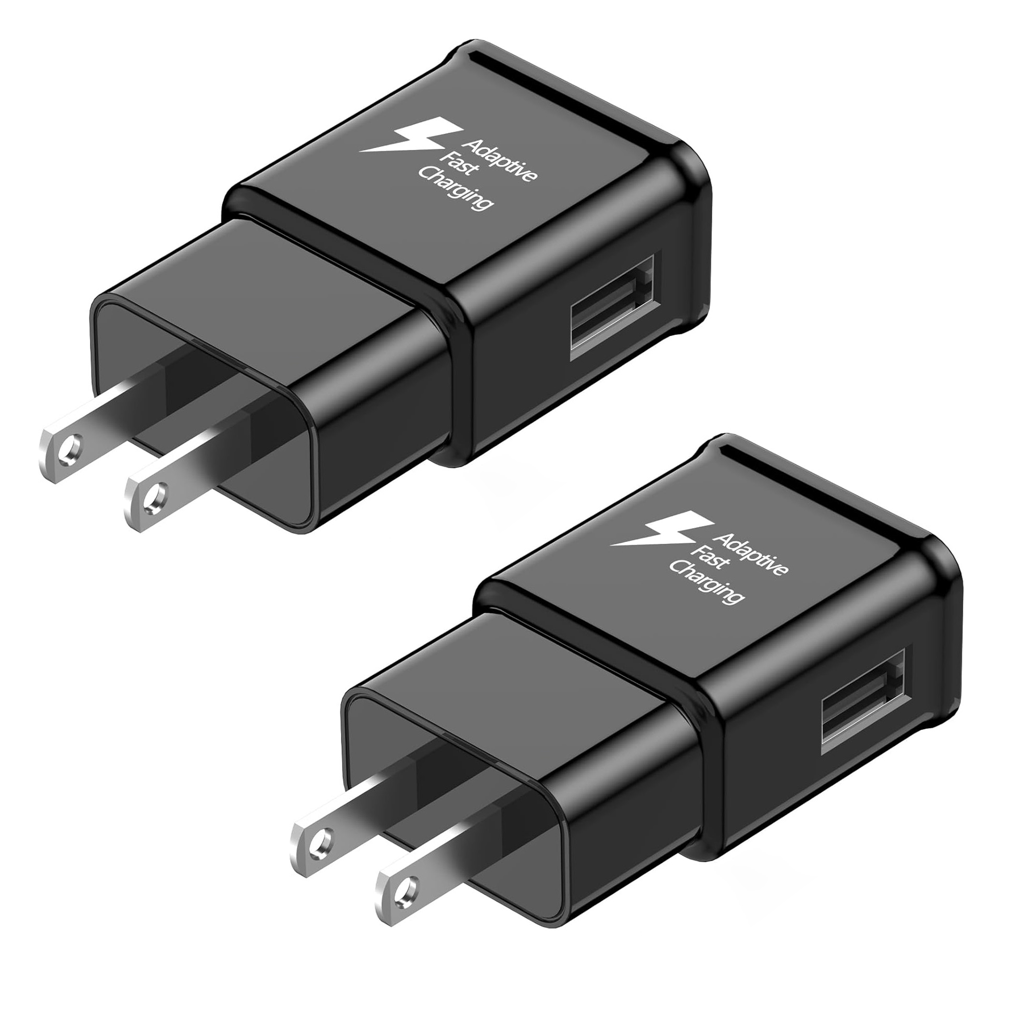 Сетевое зарядное устройство USB с кабелем, 5V2A, быстрая зарядка, 2 шт, чёрный