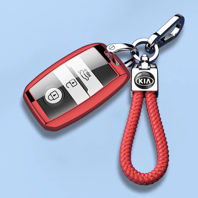 Крышка для ключа Kia KX5 с плетеным крючком - Красный для моделей 2016-2019