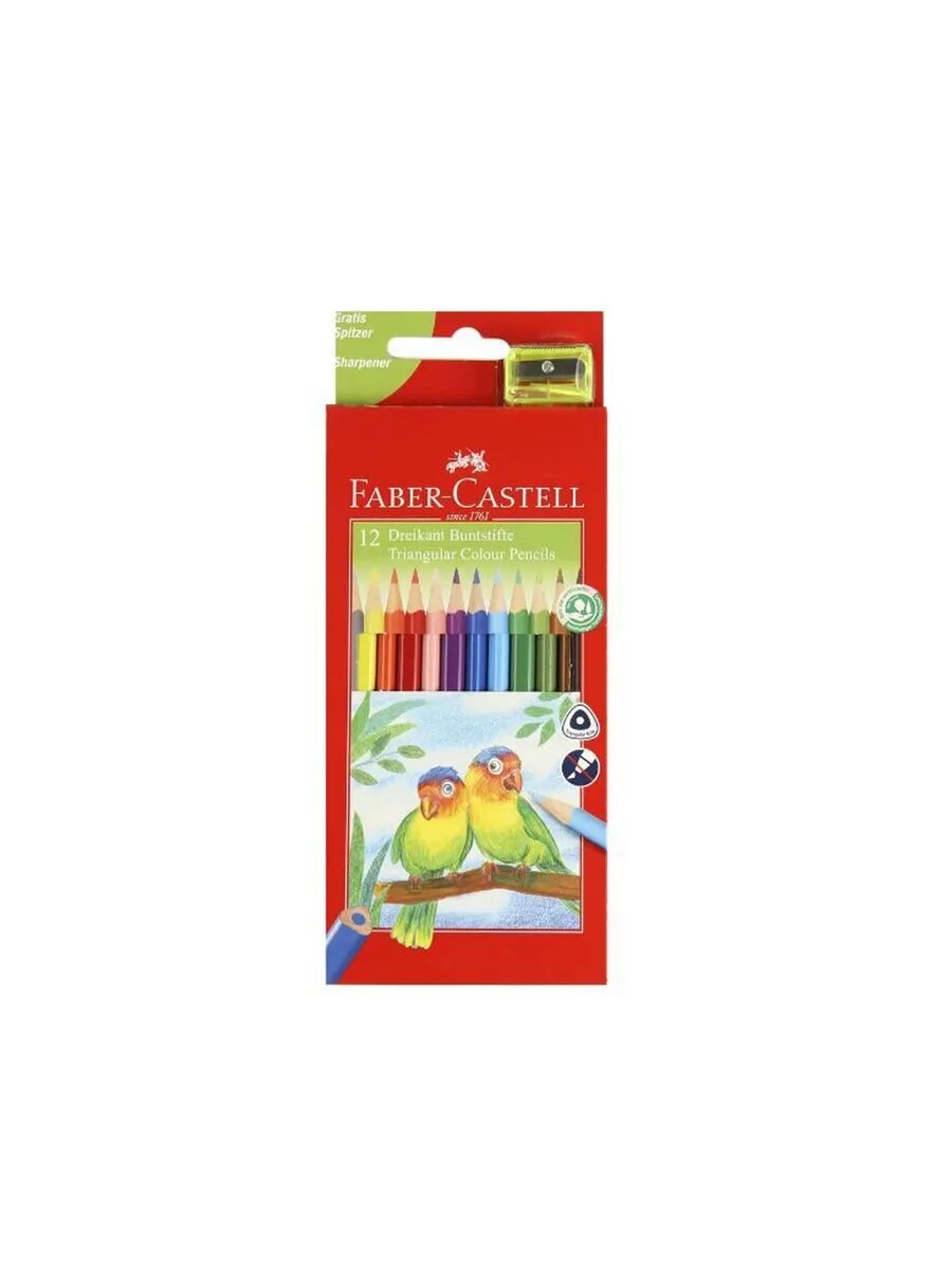Карандаши цветные Faber-Castell "Ecopen" 12цв, трёхгранные, заточенные, с точилкой