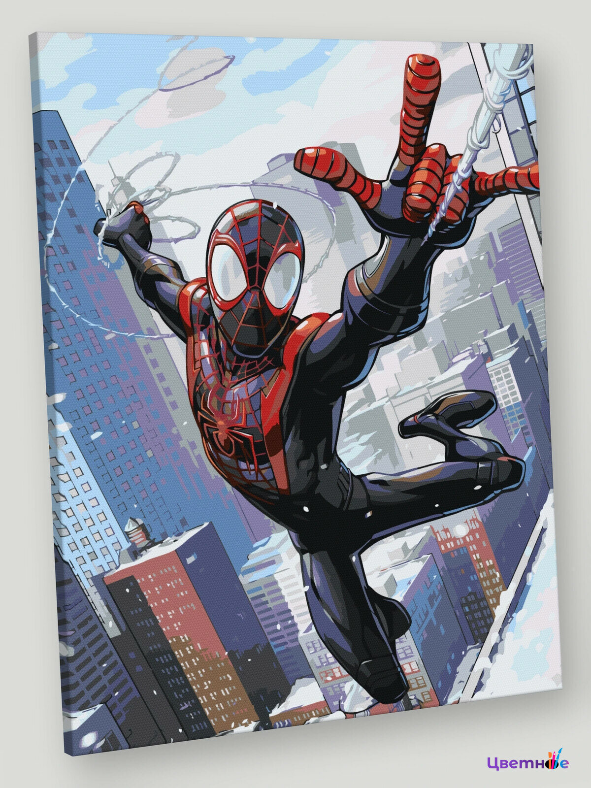 Картина по номерам на холсте с подрамником "Человек паук Spiderman: Майлз Моралес" Раскраска 40x50 см, Супергерои Кино