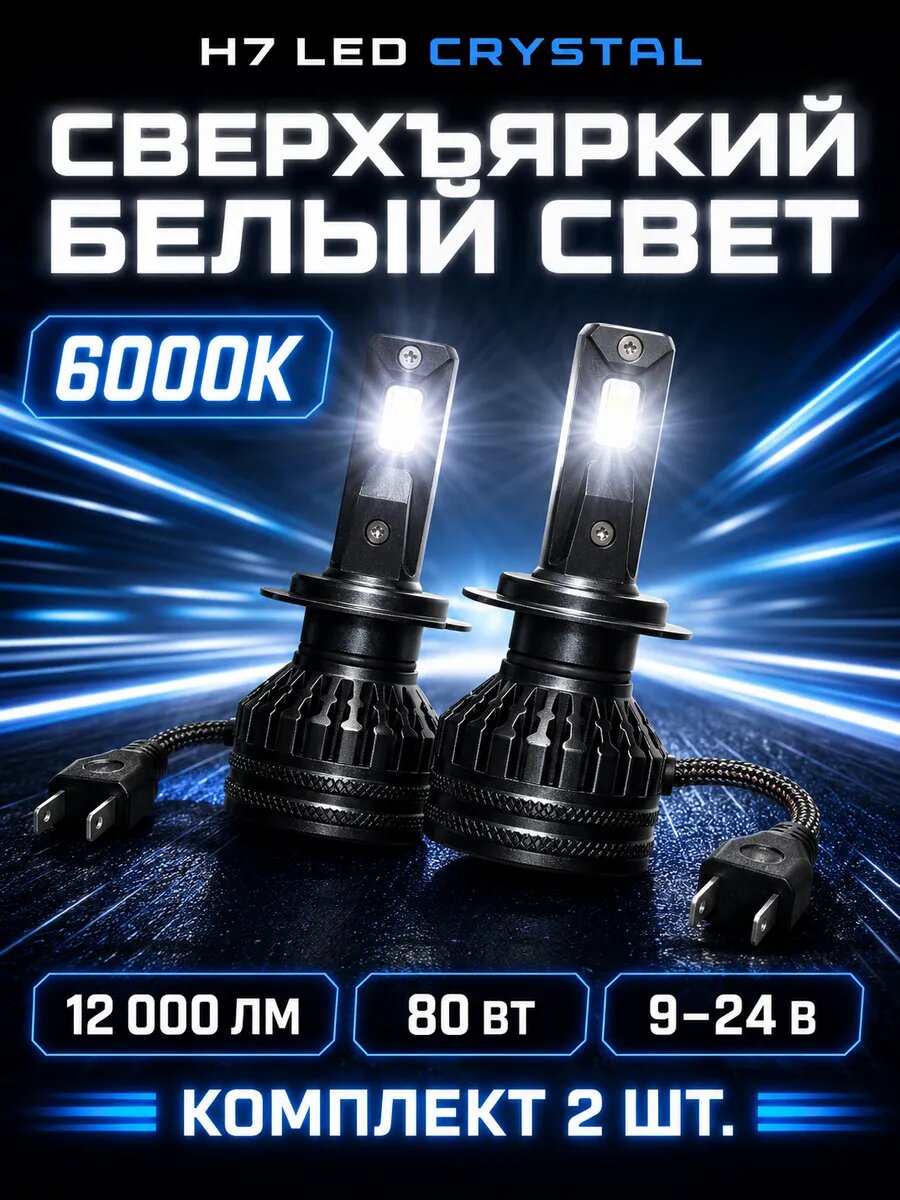 Cветодиодные лампы H7 led 12-24V белоснежный свет