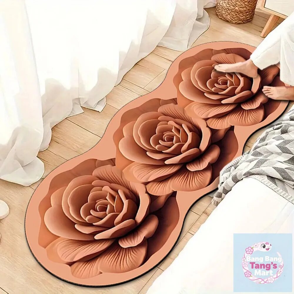 Коврик для ванной 40x120 см с объемным цветочным рисунком, нескользящий ковер для ванной комнаты
