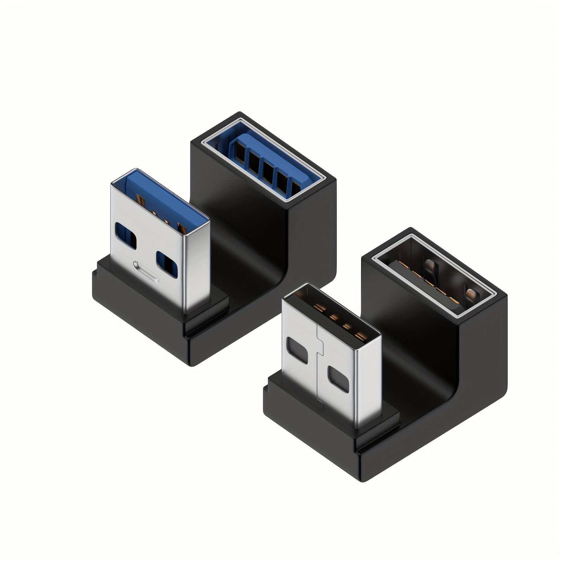 Адаптер USB (мама) на USB (папа) 10Gbps, 2 шт, U-образный, с поворотом 360°, из алюминиевого сплава, компактный и прочный, для ПК и ноутбука, высокоскоростная зарядка и передача данных