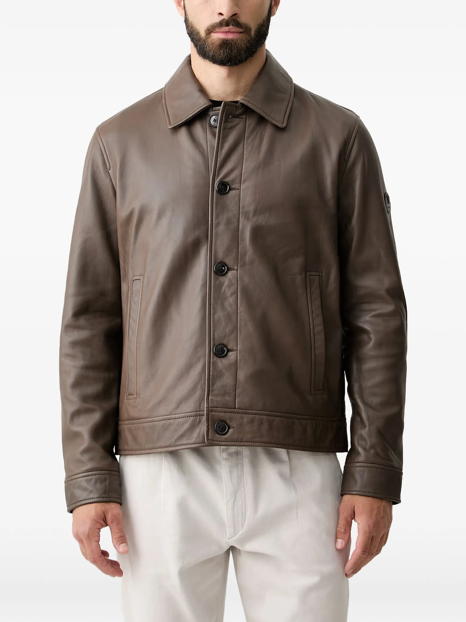 Куртка Leather button-up jacket