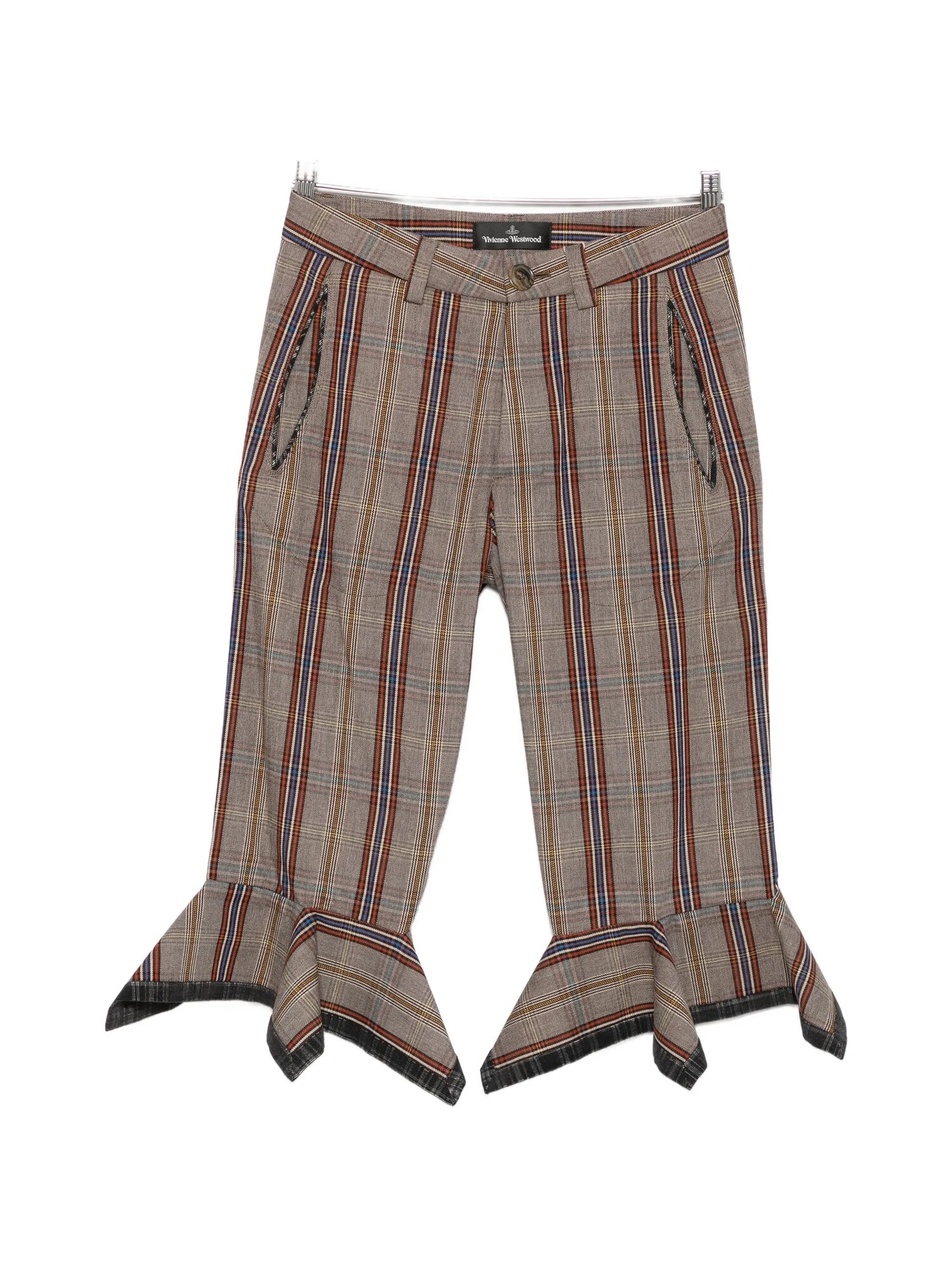 Брюки Checked-pattern ruffled crop trousers