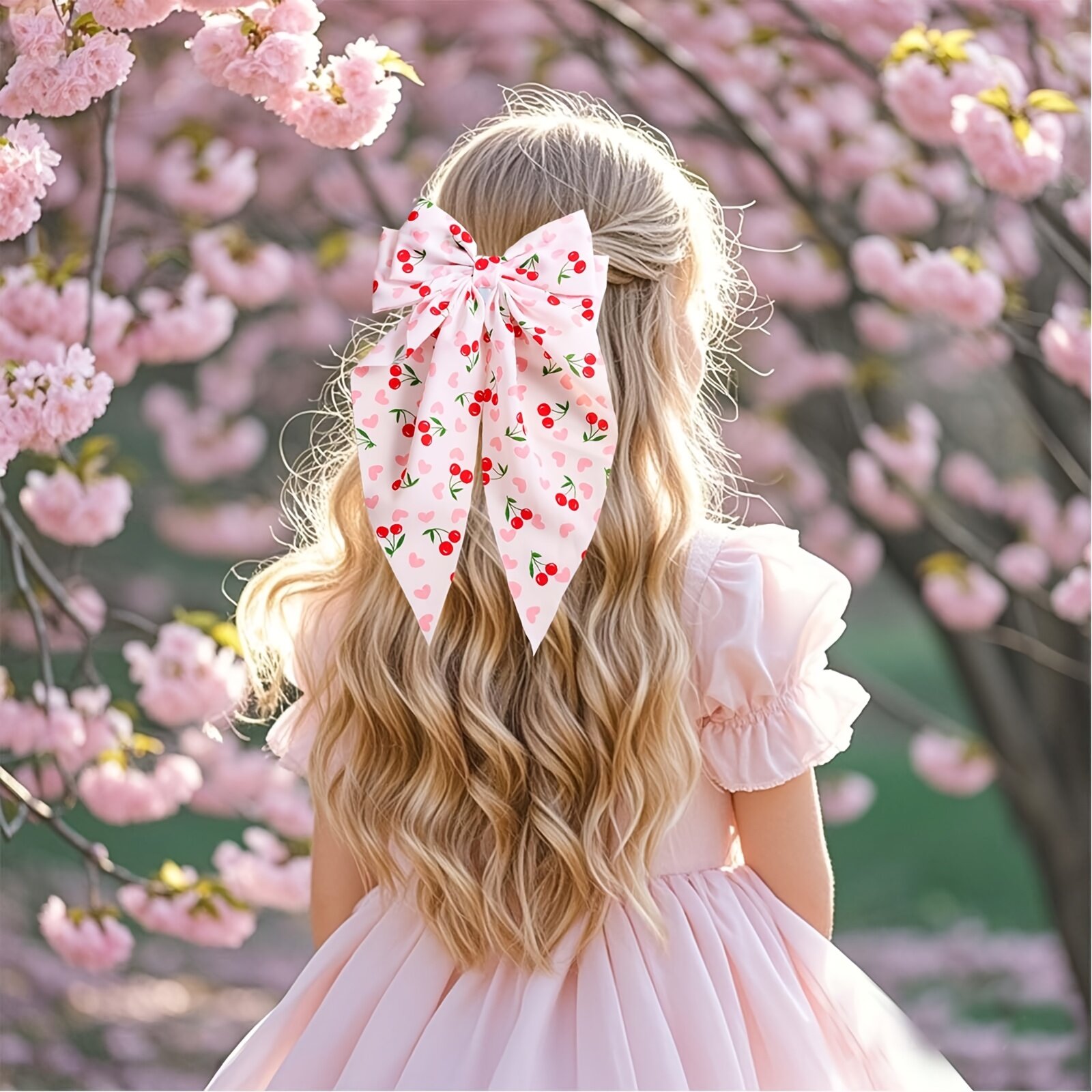 Вишневые бантики для волос Sweet, летние фруктовые заколки, большие банты, элегантные аксессуары для дня рождения, свадьбы, вечеринки
