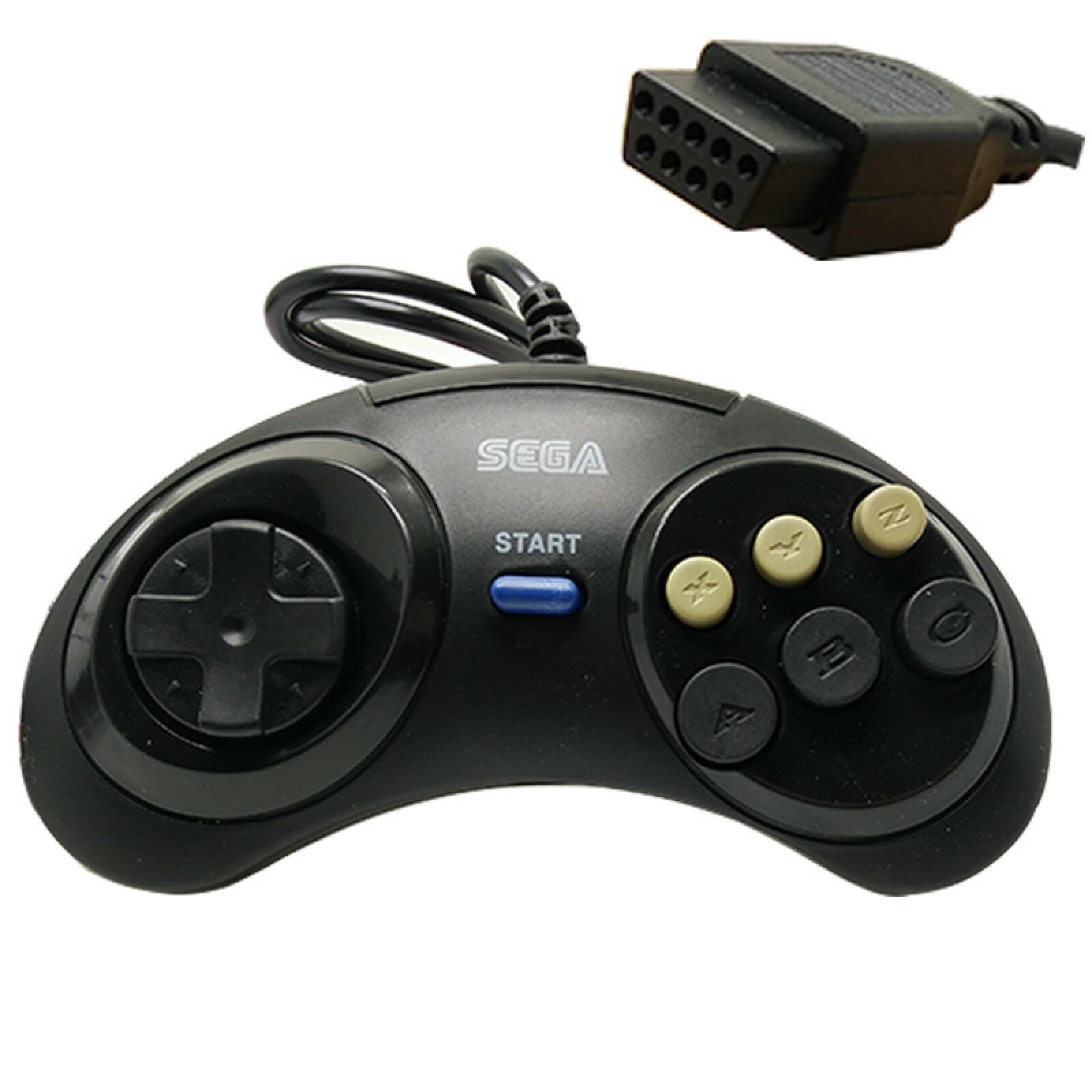 Проводной геймпад MyPads для Sega MegaDrive 2 с 6 кнопками и 8-направленной крестовиной, черный