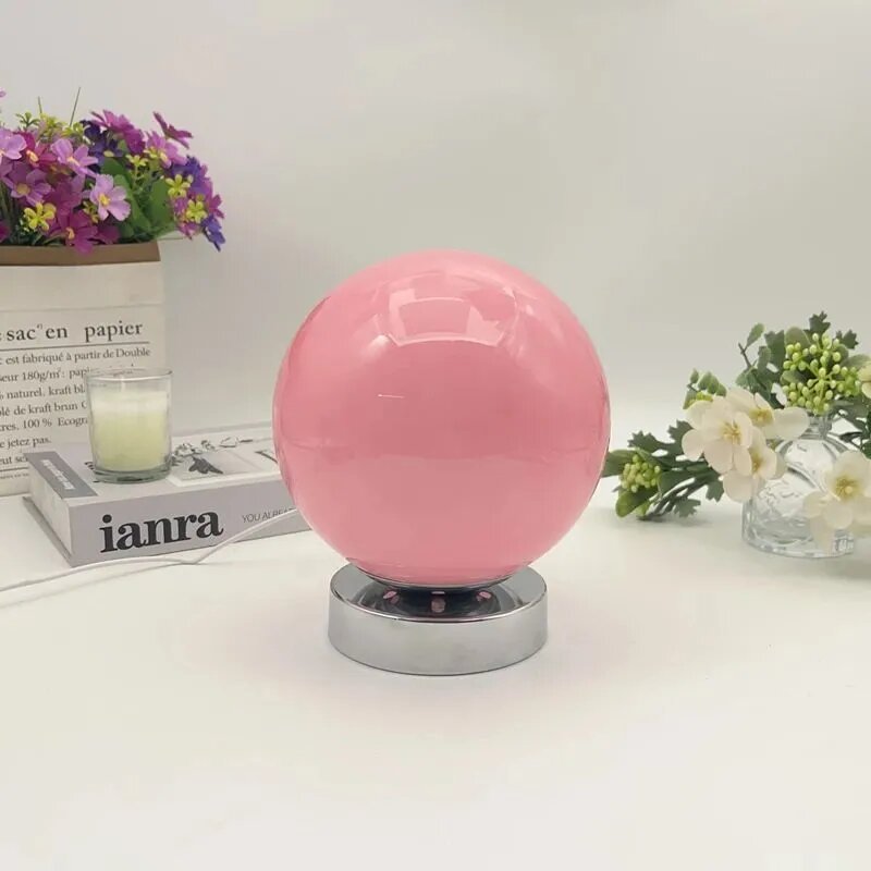 Настольная лампа Шар Sphere розовая / USB управление, 3 режима света / Ночник для детской и спальни
