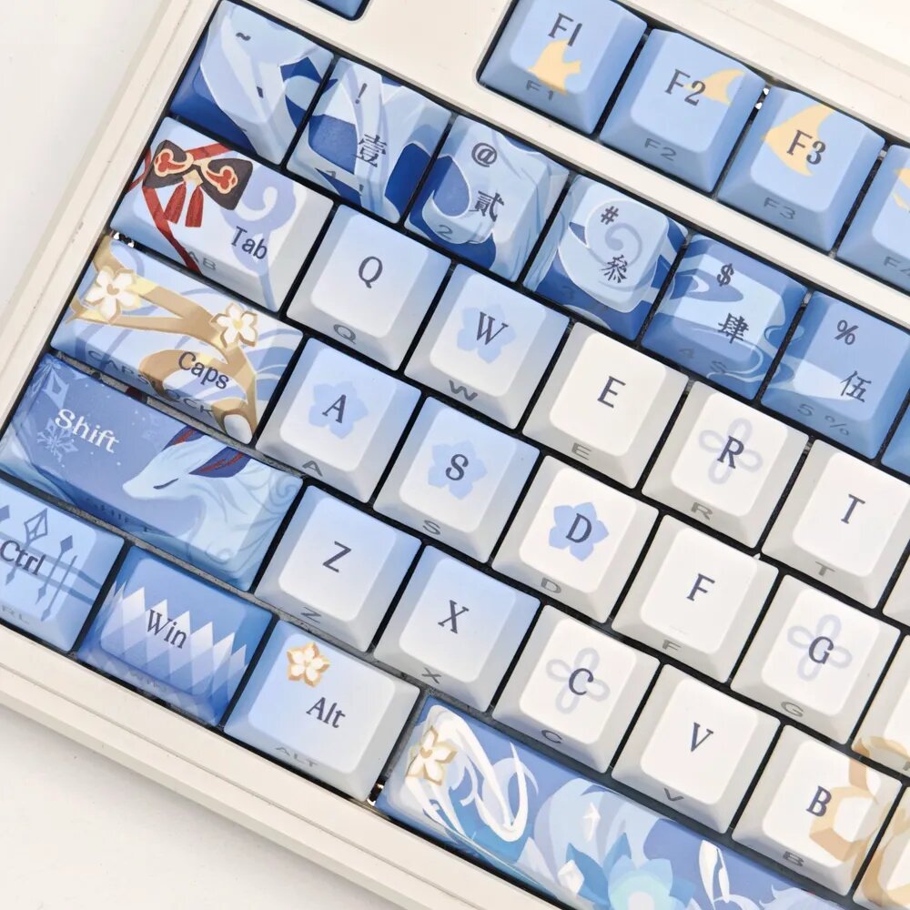 Клавиши Genshin Impact Ganyu, профиль Cherry, PBT термосублимация, персонализированные клавиши для механической клавиатуры в стиле аниме, двусторонняя гравировка букв