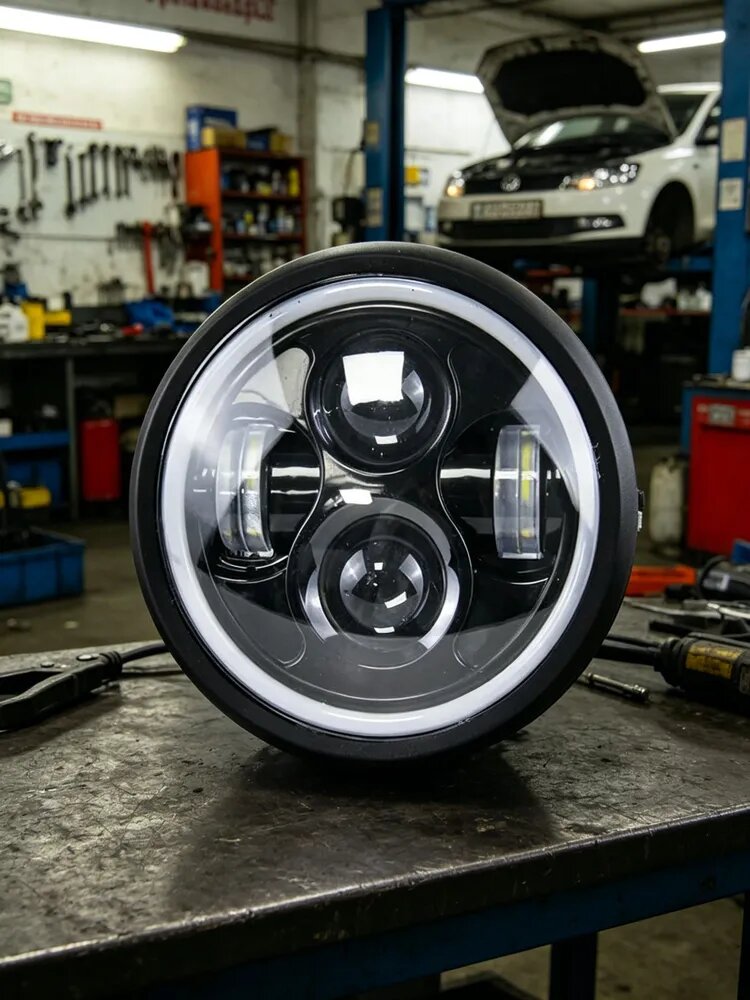 LED фара на мото светодиодная /6,5 дюймов с корпусом , для мотоциклов , мопедов Альфа и др , 1шт