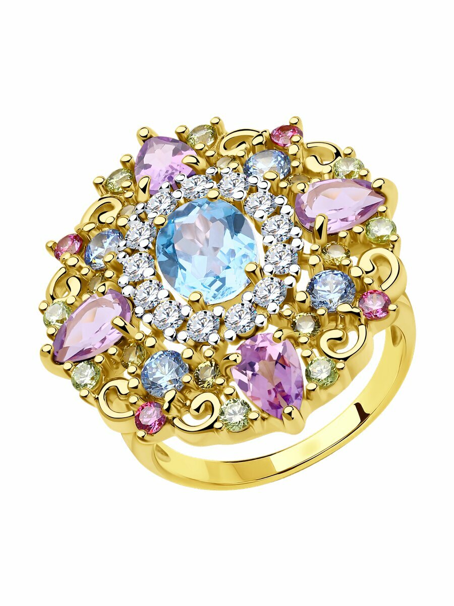 Кольцо SOKOLOV, серебро, 925 проба, фианит