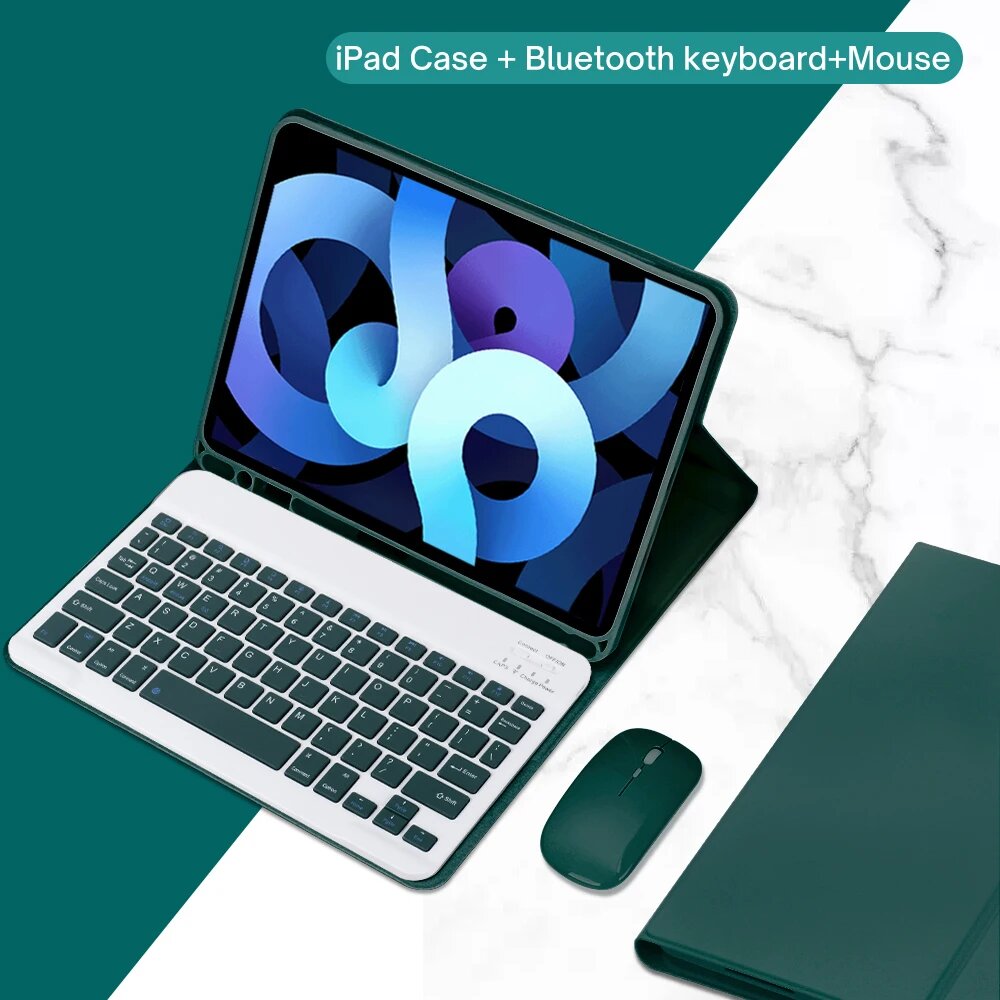 Чехол-клавиатура HUAIBX для iPad Air 4/5 10,9 дюйма Russian keyboard, Dark green B