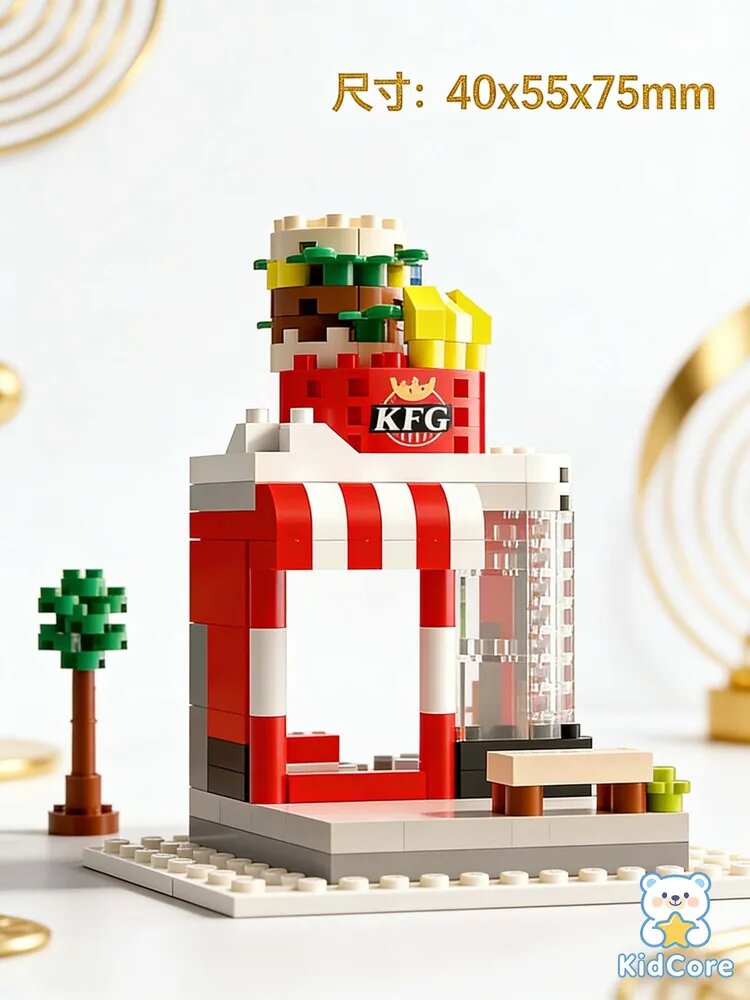 KidCore Street view KFC shop - это большой, развивающий и веселый набор игрушек, подходящий для игр мальчиков и девочек.