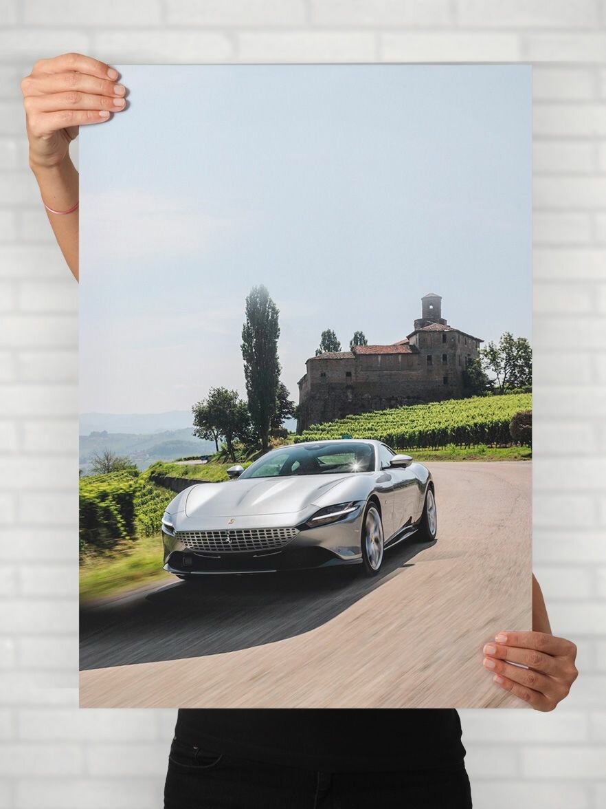 Плакат на стену для интерьера Легенды Авто (Феррари Рома - Ferrari Roma 3) - Постер по машине формата A1 (61x84 см)