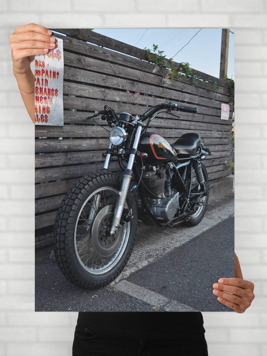 Плакат на стену для интерьера Мотоцикл (Yamaha SR400 9) - Постер по мото и байкам формата A2 (42x61 см)