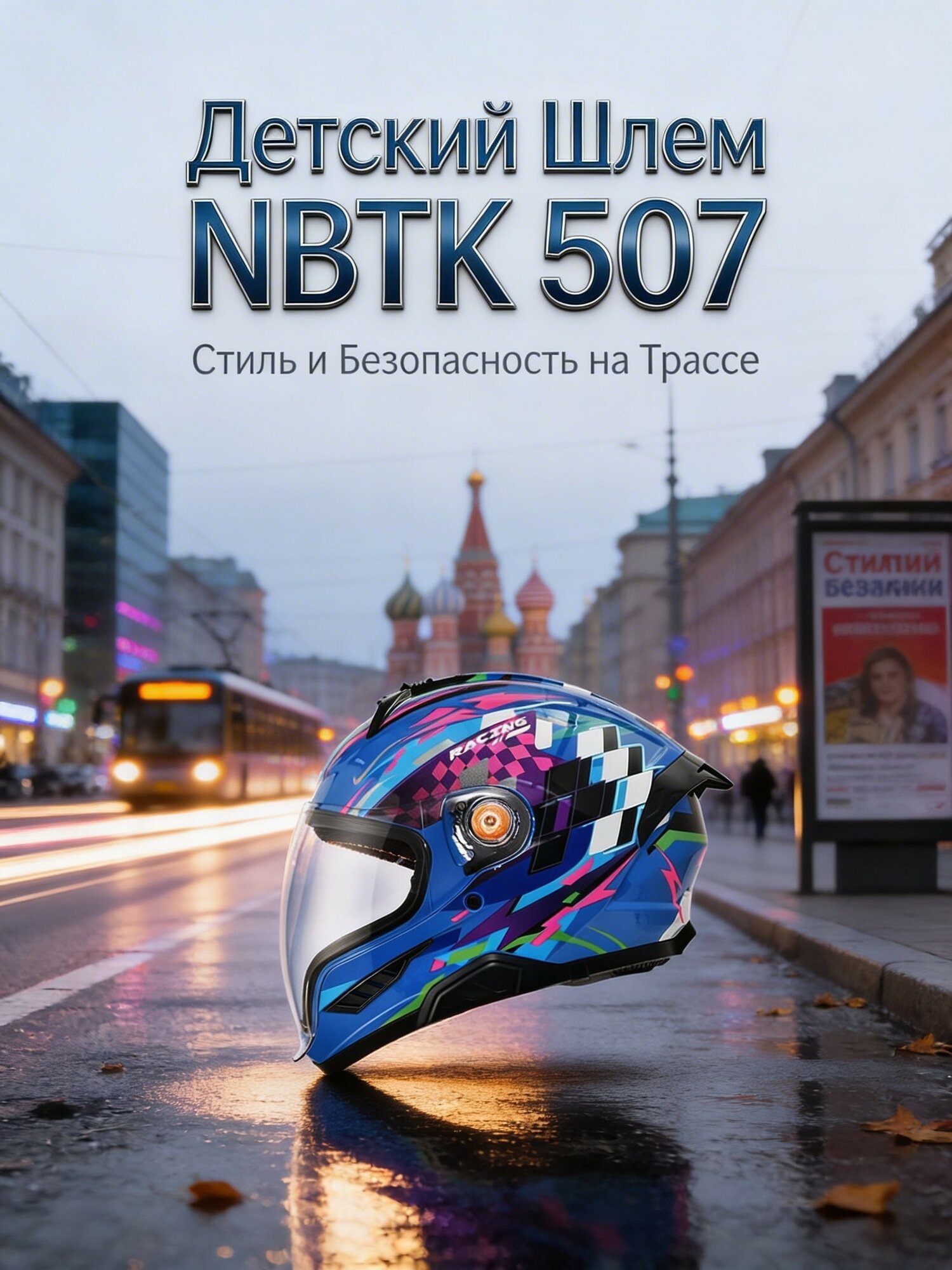 Детский шлем NBTK 507, для детей и подростков 3-16 лет, пригоден для мотоцикла, картинга, внедорожника, велосипеда и скутера
