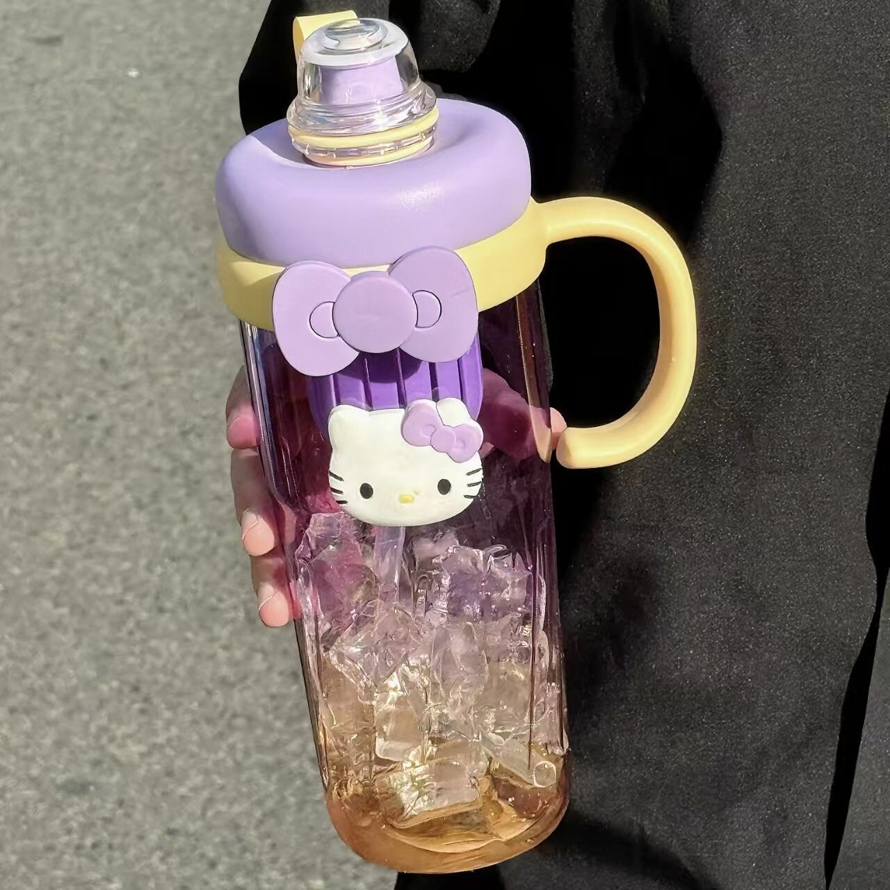 Голубой и розовый, Sanrio Hello Kitty соломенная чашка, Градиентный цвет, 950ML