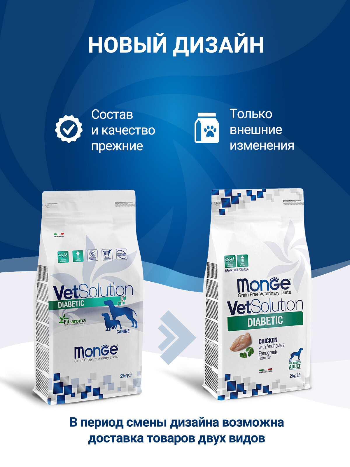Сухой корм для собак Monge VetSolution Dog Diabetic при сахарном диабете 2 кг