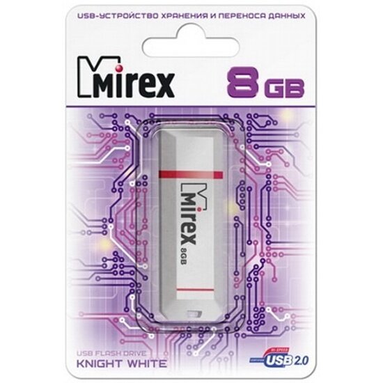 Флэш накопитель Mirex 8 Гб KNIGHT WHITE USB 2.0 (13600-FMUKWH08)