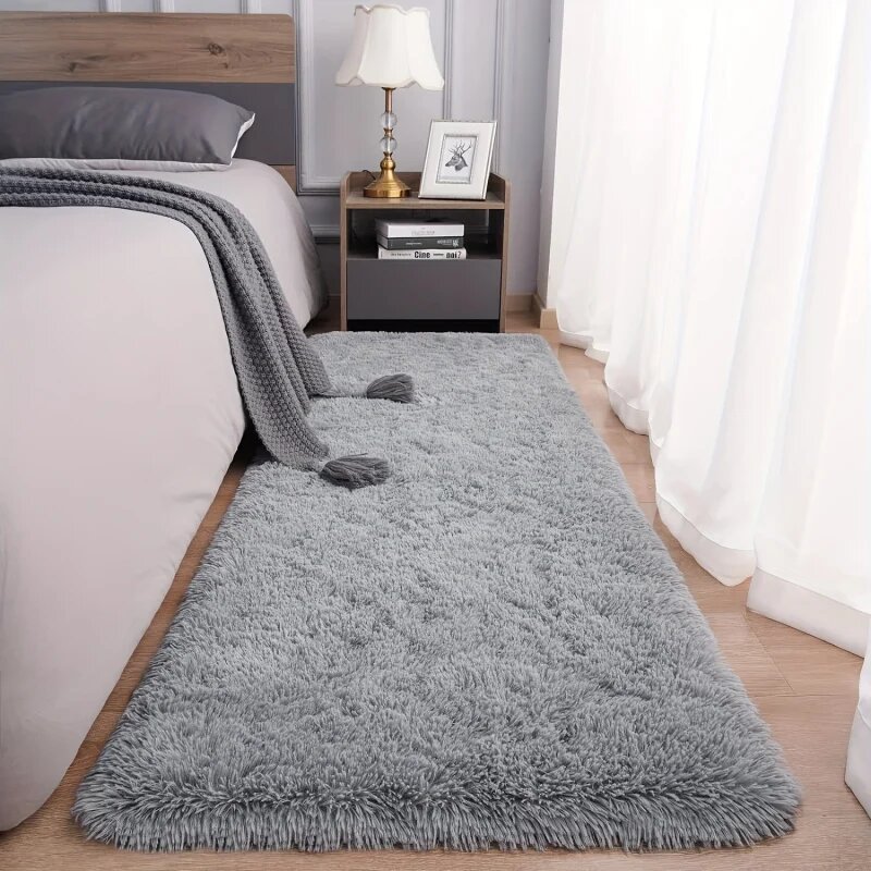 Черный пушистый ковер 50x80 см для спальни