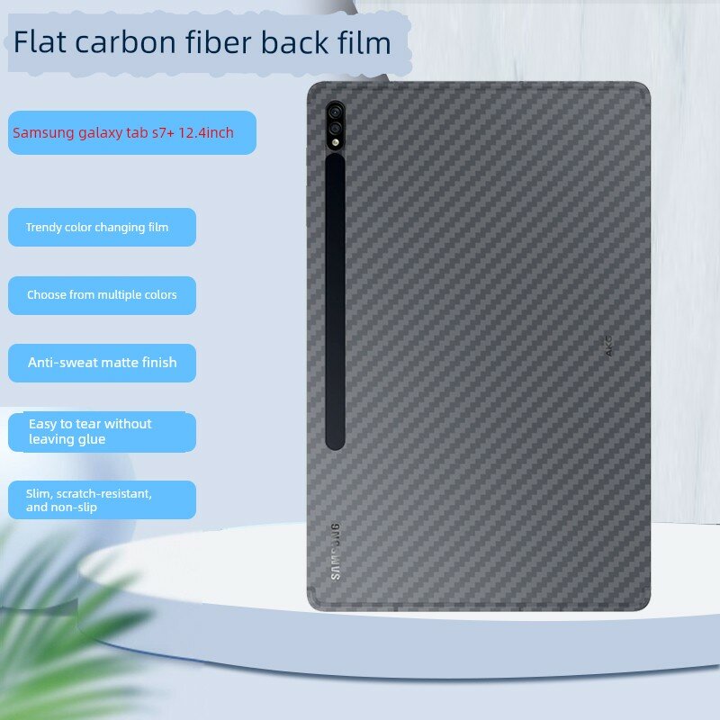 Карбоновая фибра задняя пленка для Samsung Galaxy Tab S7 Plus (12.4 дюймов) - Полупрозрачная с защитной передней пленкой