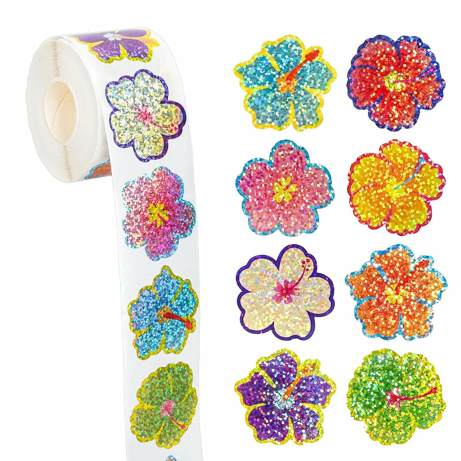 Блестящие наклейки Цветочки QY3080-300pcs
