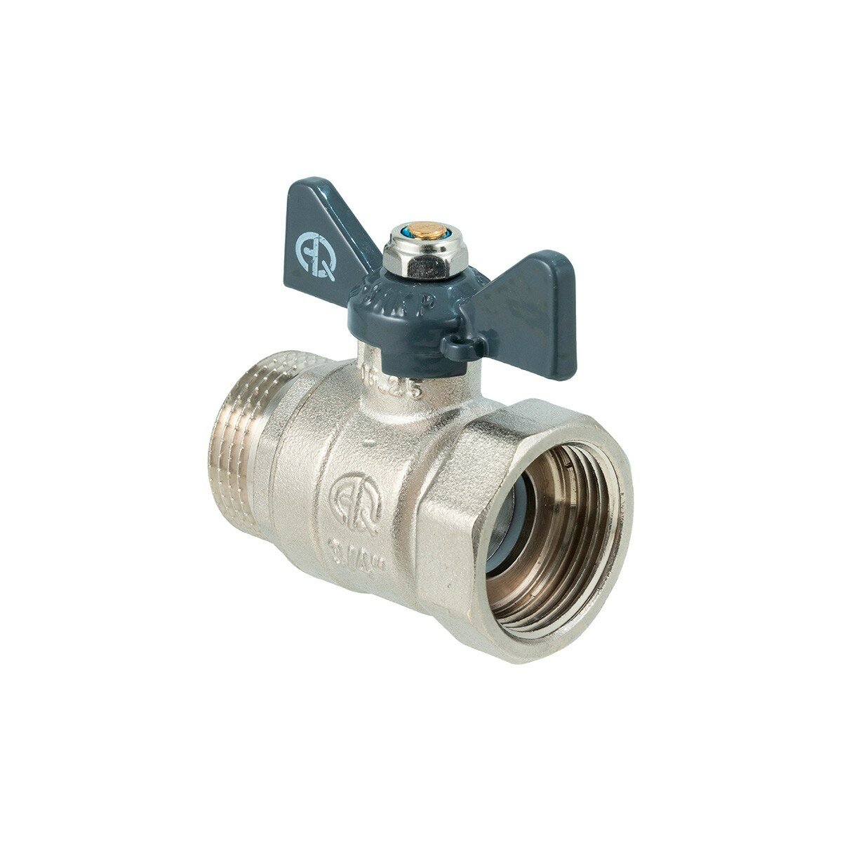 Кран шаровой латунный Aqualink, 3/4", ГОСТ, внутренняя/наружная резьба, бабочка