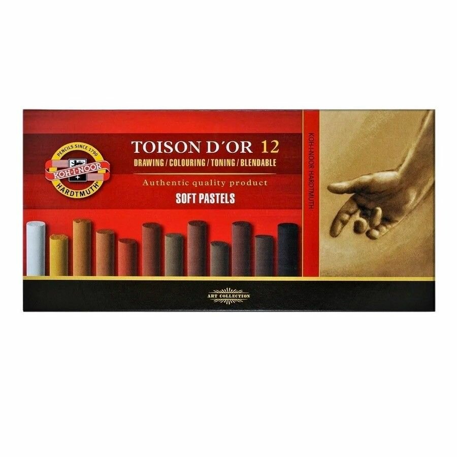 Пастель сухая Soft TOISON D OR 12 цветов, градация коричневого