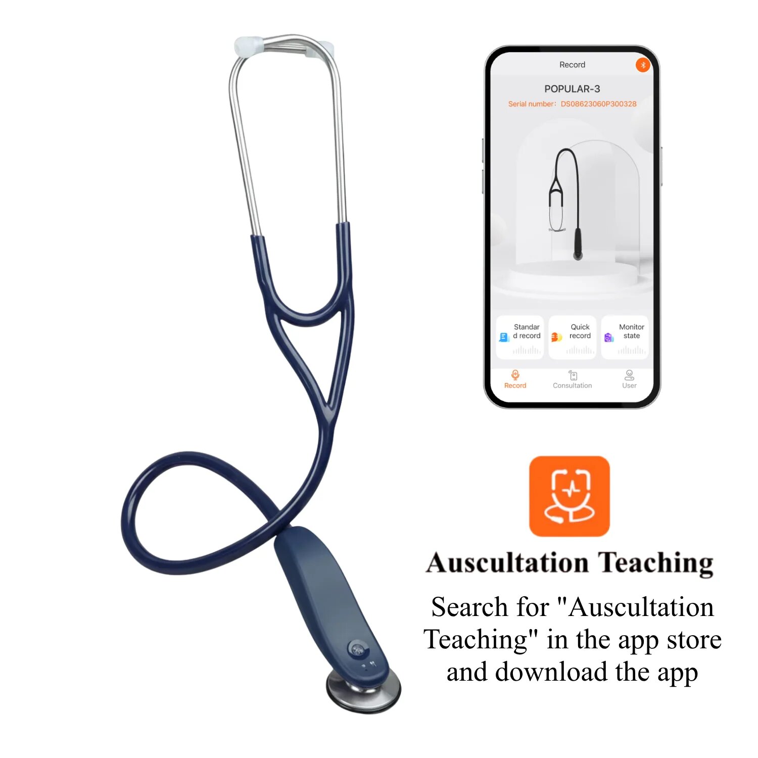 CARENT Bluetooth электронный стетоскоп 40x Navy blue