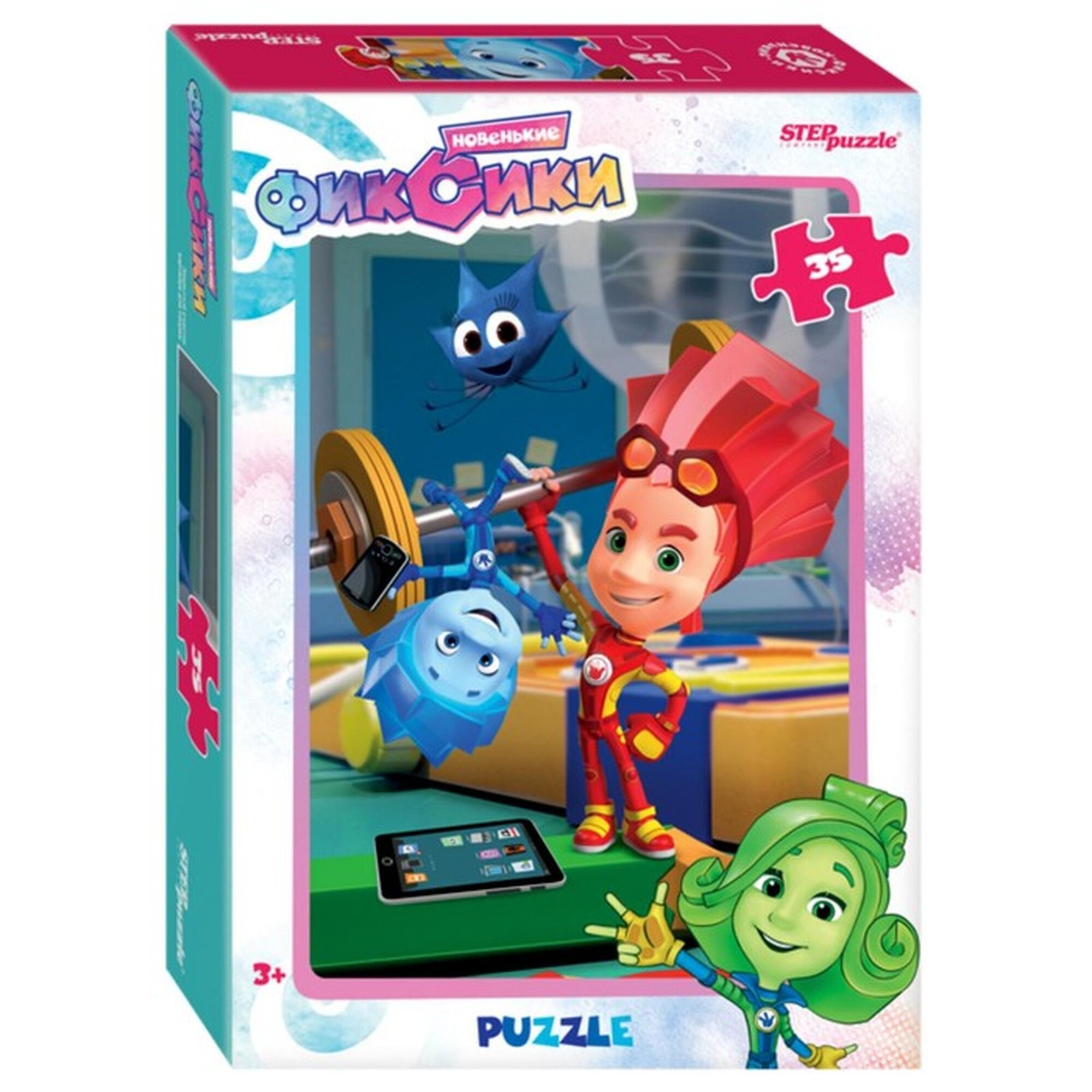 Пазл Step Puzzle «Фиксики», картон, 35 деталей, синий, розовый