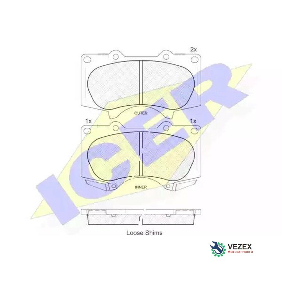 ICER 181665 181665 колодки дисковые передние !\ Toyota Land Cruiser J12 4.0i/3.0D 03>