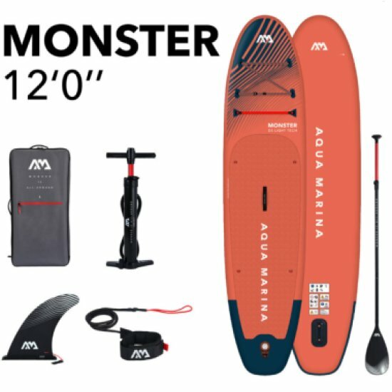 Сапборд для плавания Aqua Marina Monster Sky Glider 366х84х15см, насос, весло, лиш, киль, ремнабор, сумка, до 170кг