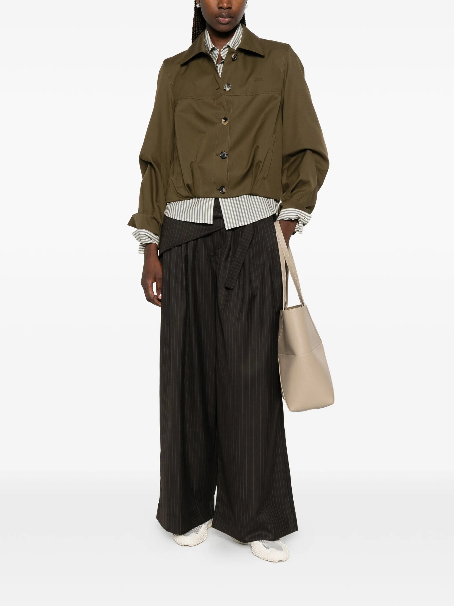 Куртка Loewe Anagram-embroidered cropped jacket, размер 36, коричневый — фото 1