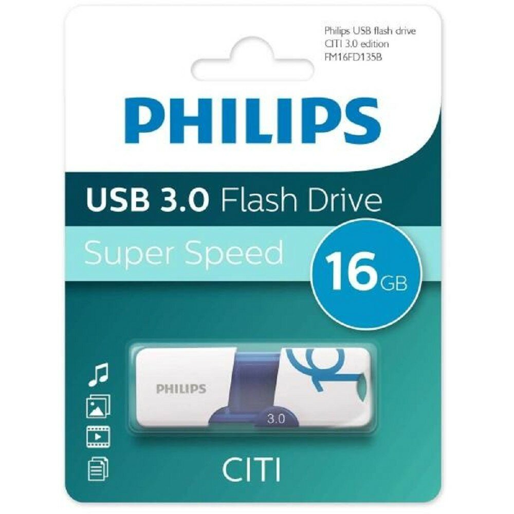 Флешка USB Flash PHILIPS FM16FD135B/97, Белый 16 ГБ