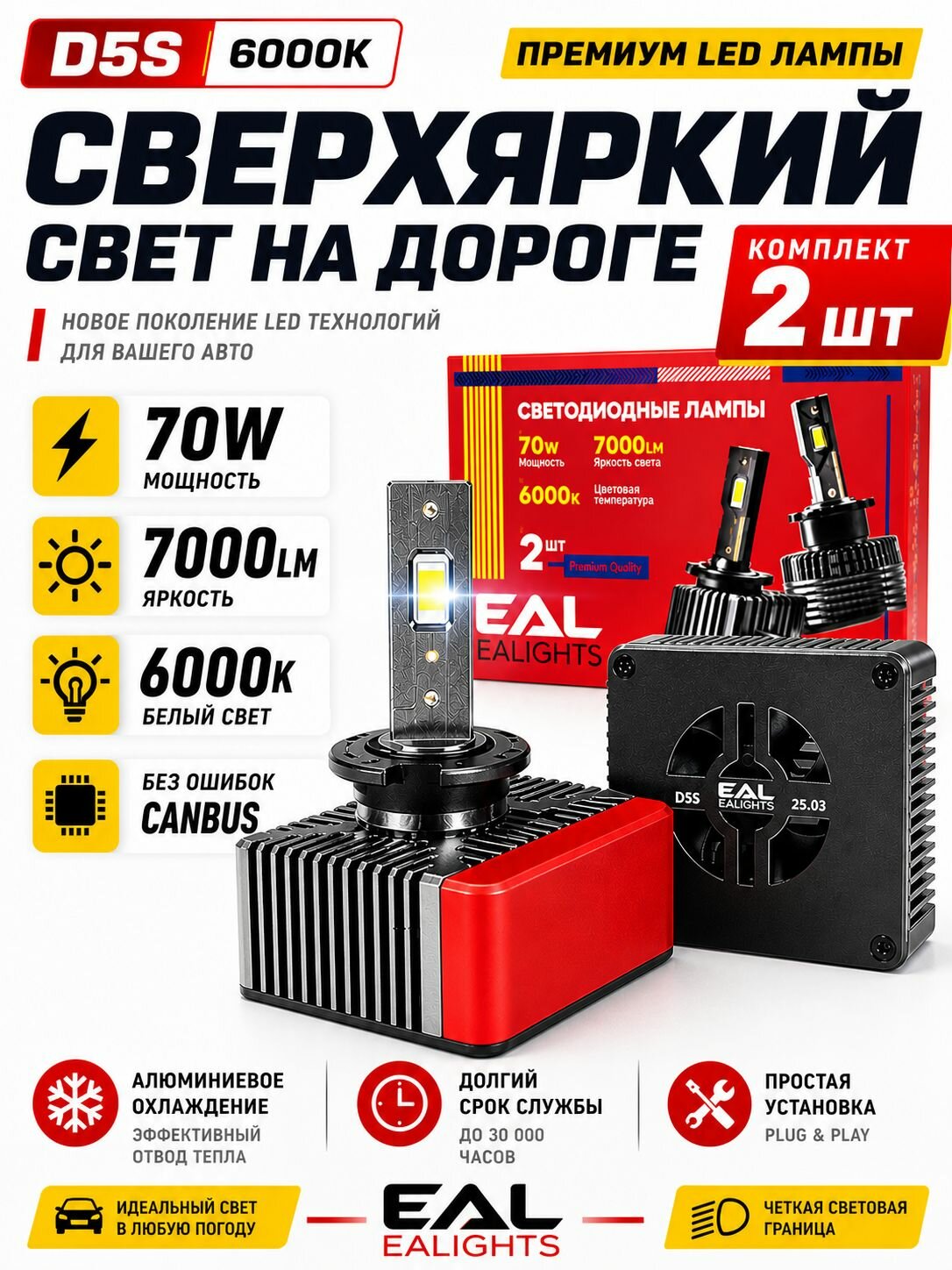 Светодиодные LED D5S для Citroen C4 Picasso 2 с 2013 - вместо штатного ксенона / Д5С лед лампы в фары на Ситроен Пикассо