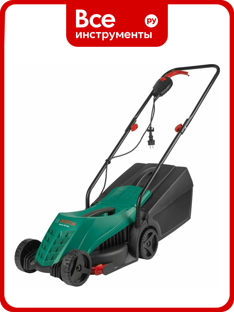 Электрическая, Bosch, газонокосилка Bosch Rotak 320 ER 06008A600A, кошения высокой травы, имеет