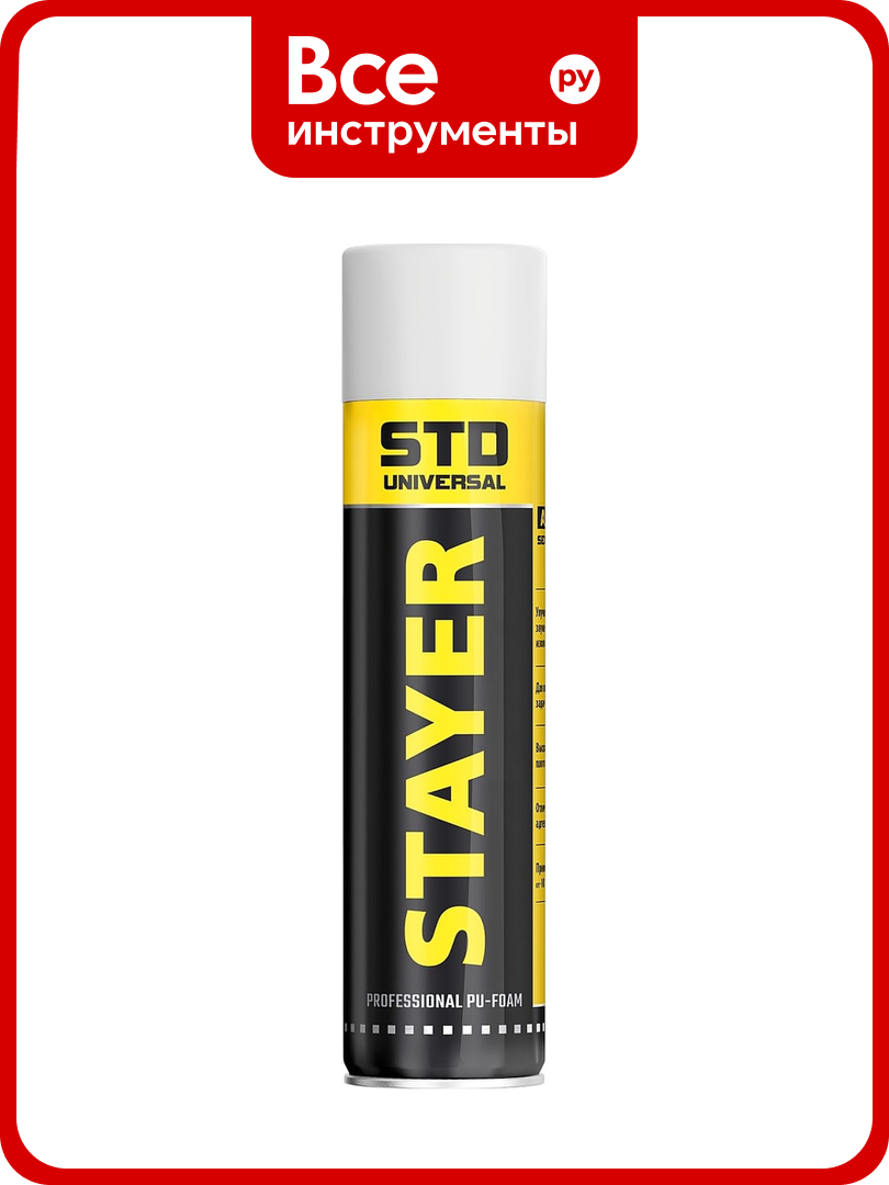 Монтажная пена STAYER STD Professional всесезонная, адаптерная 500 мл 41130 для изоляции проводки