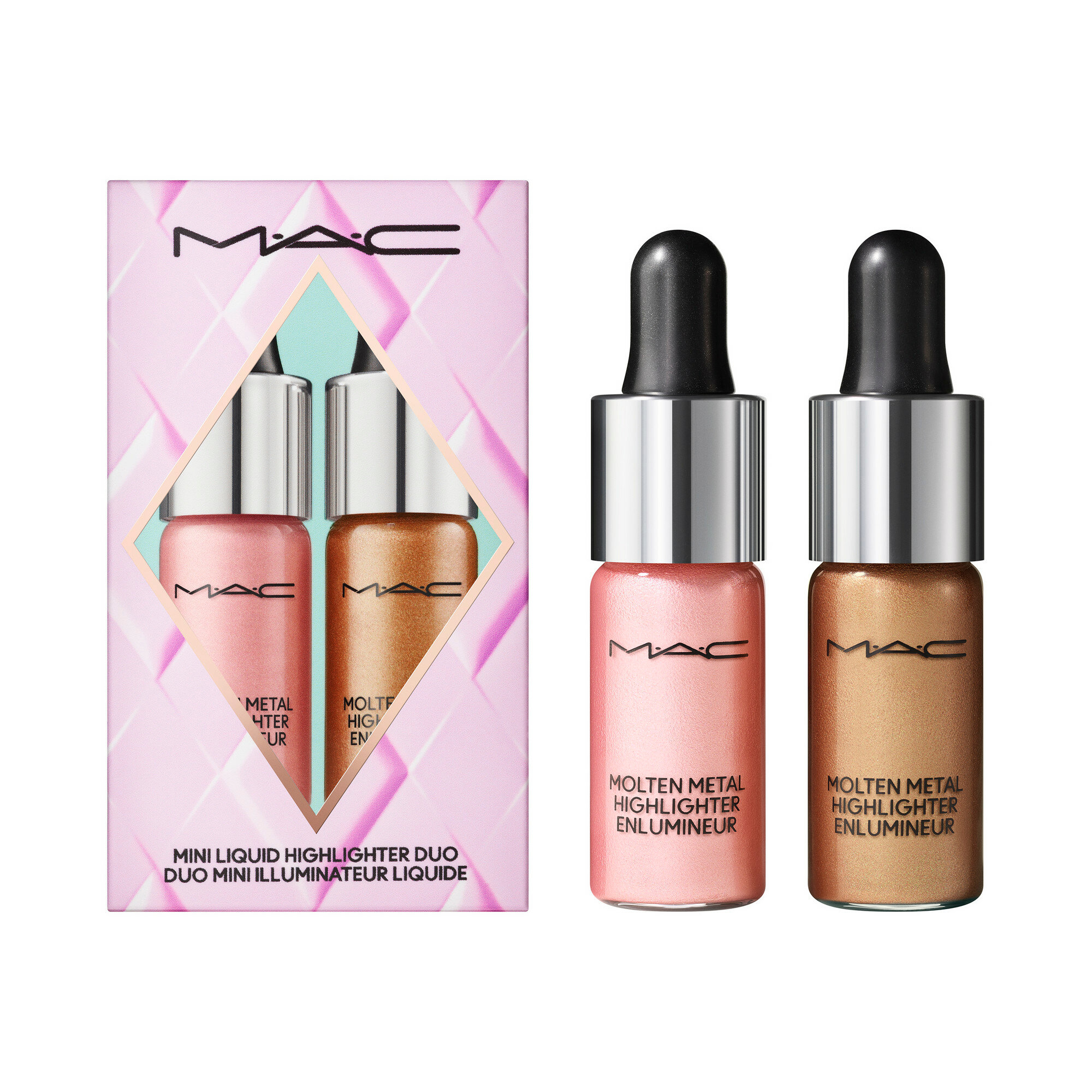 MAC SURREAL SHINE MINI HIGHLIGHTER DUO Набор жидких хайлайтеров Sugar Plum Pink / Freezing Gold