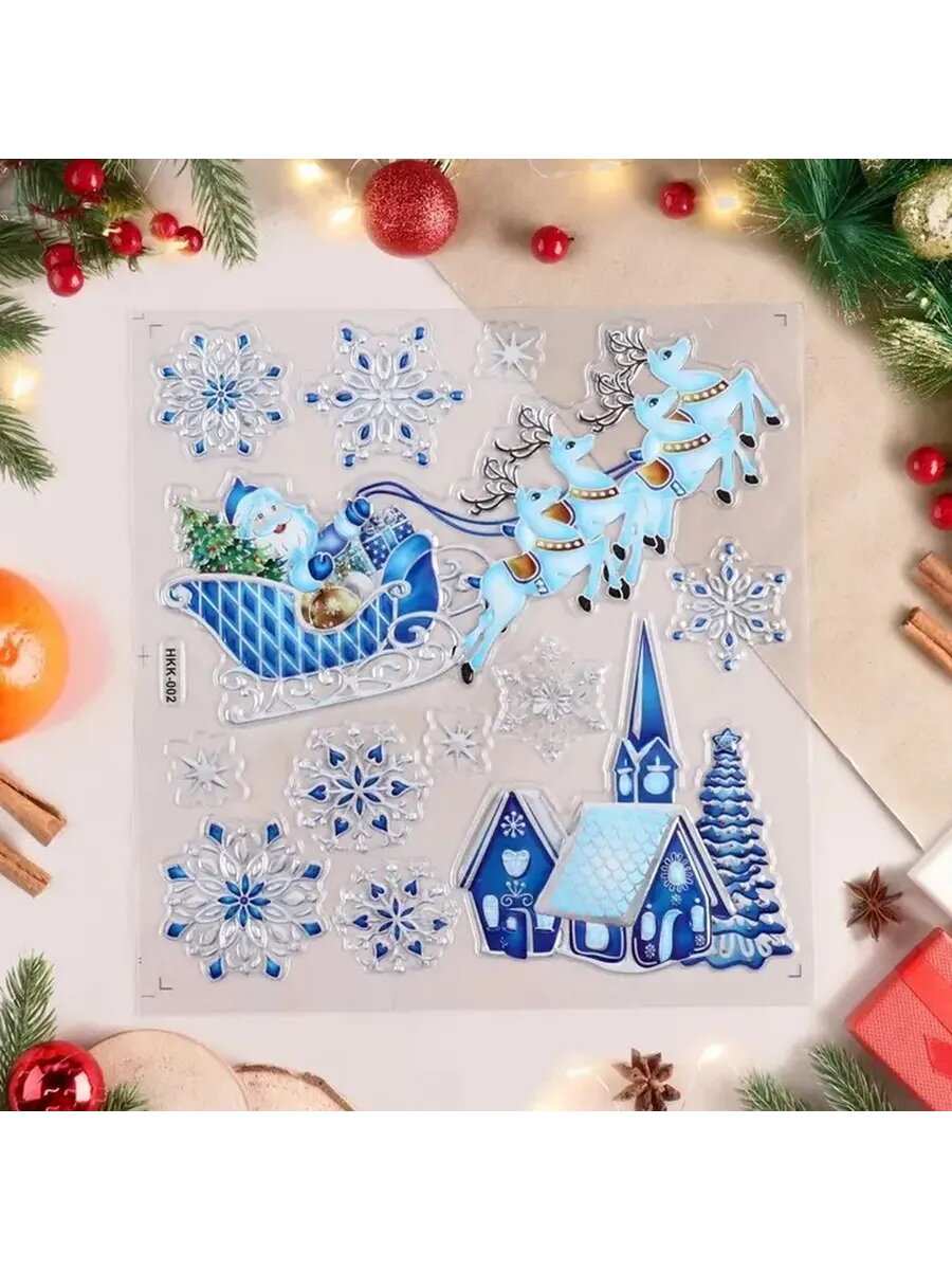 Новогодние оконные наклейки, 38×30 см
